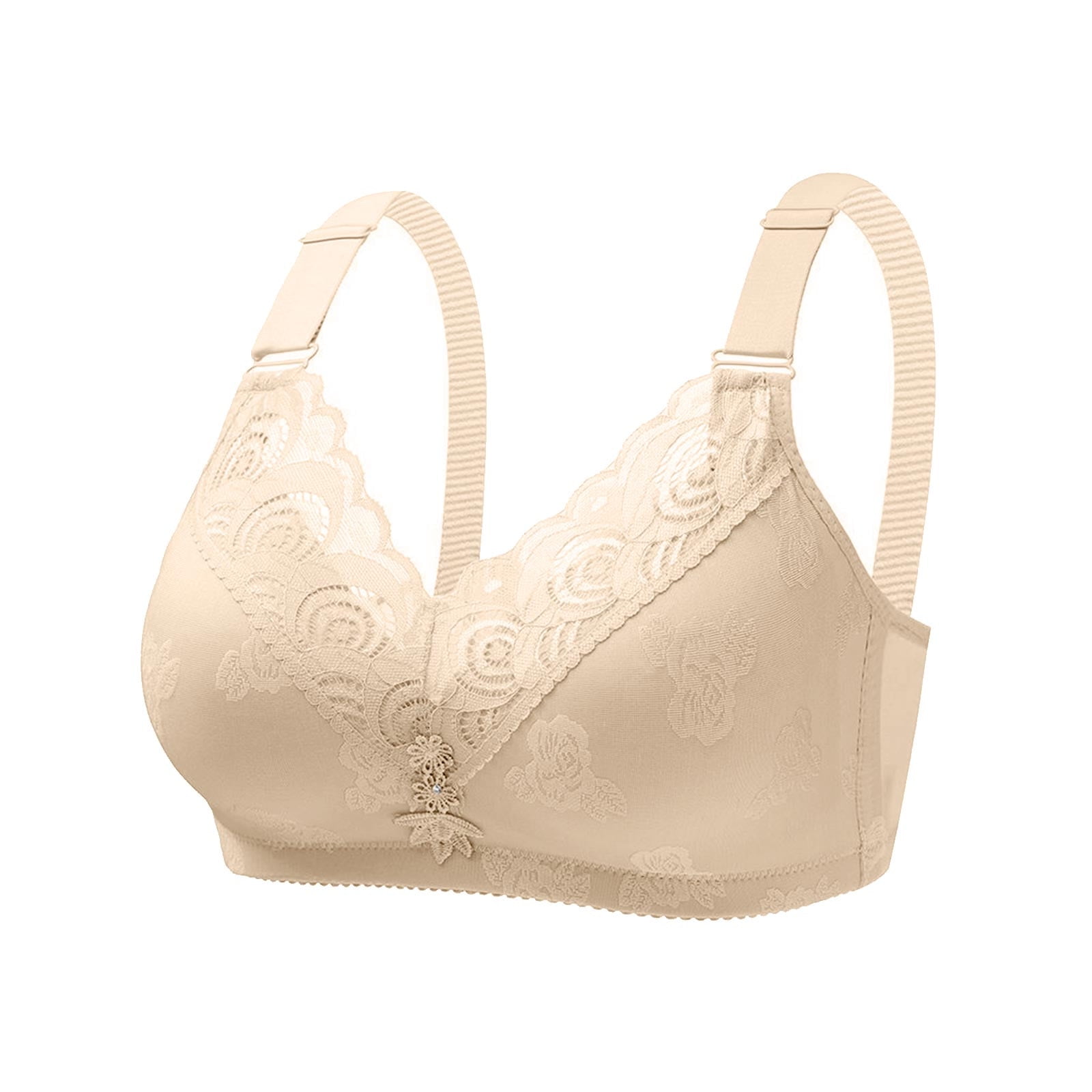Bigersell Womens Bras No Underwire Full Support Lace Trim V-Neck ...