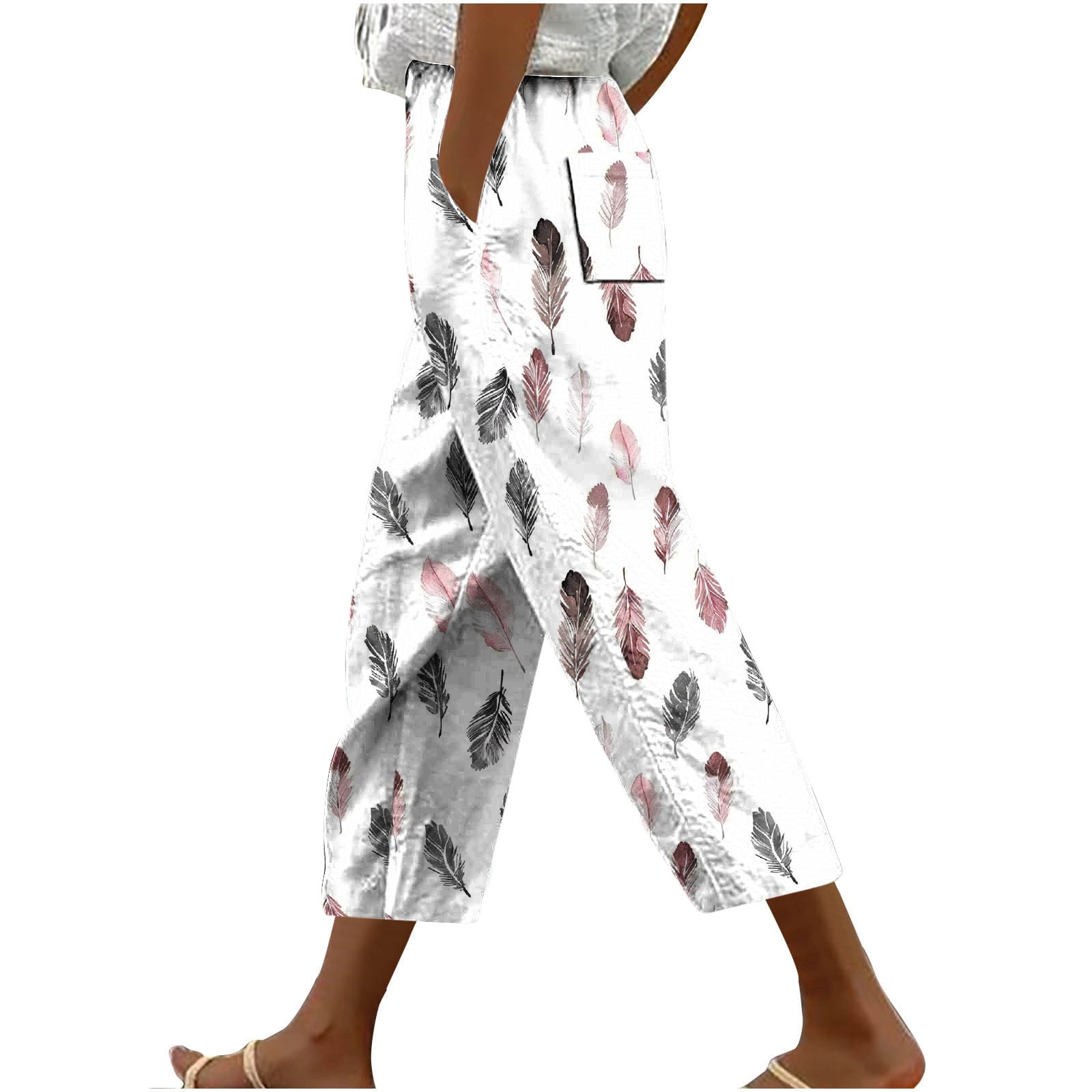 Bigersell Womens Dressy Capris Pants Women's Casual Drawstring Print ...