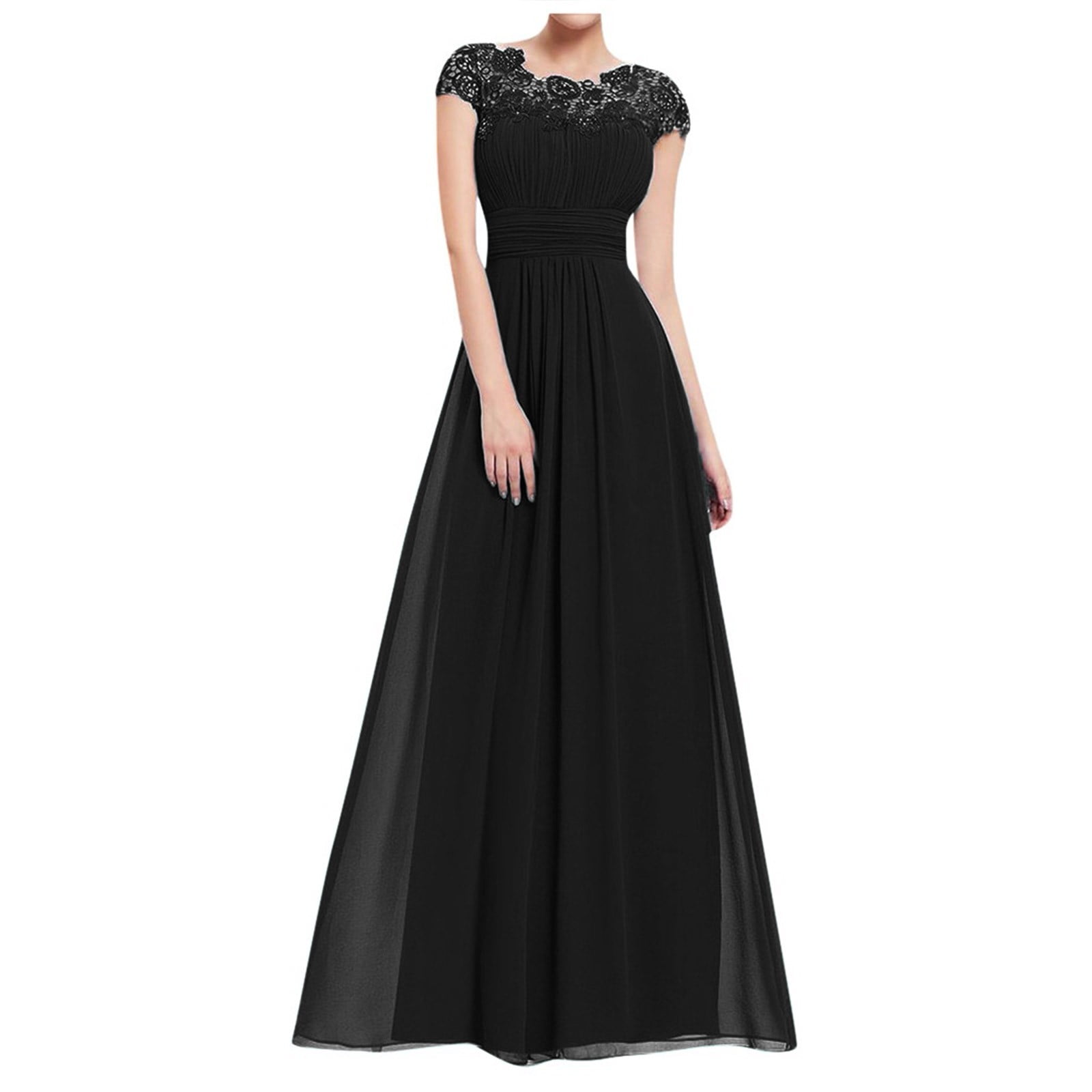 Bigersell Womens Maxi Dresses Clearance Female Crew Neck Short Sleeve ...