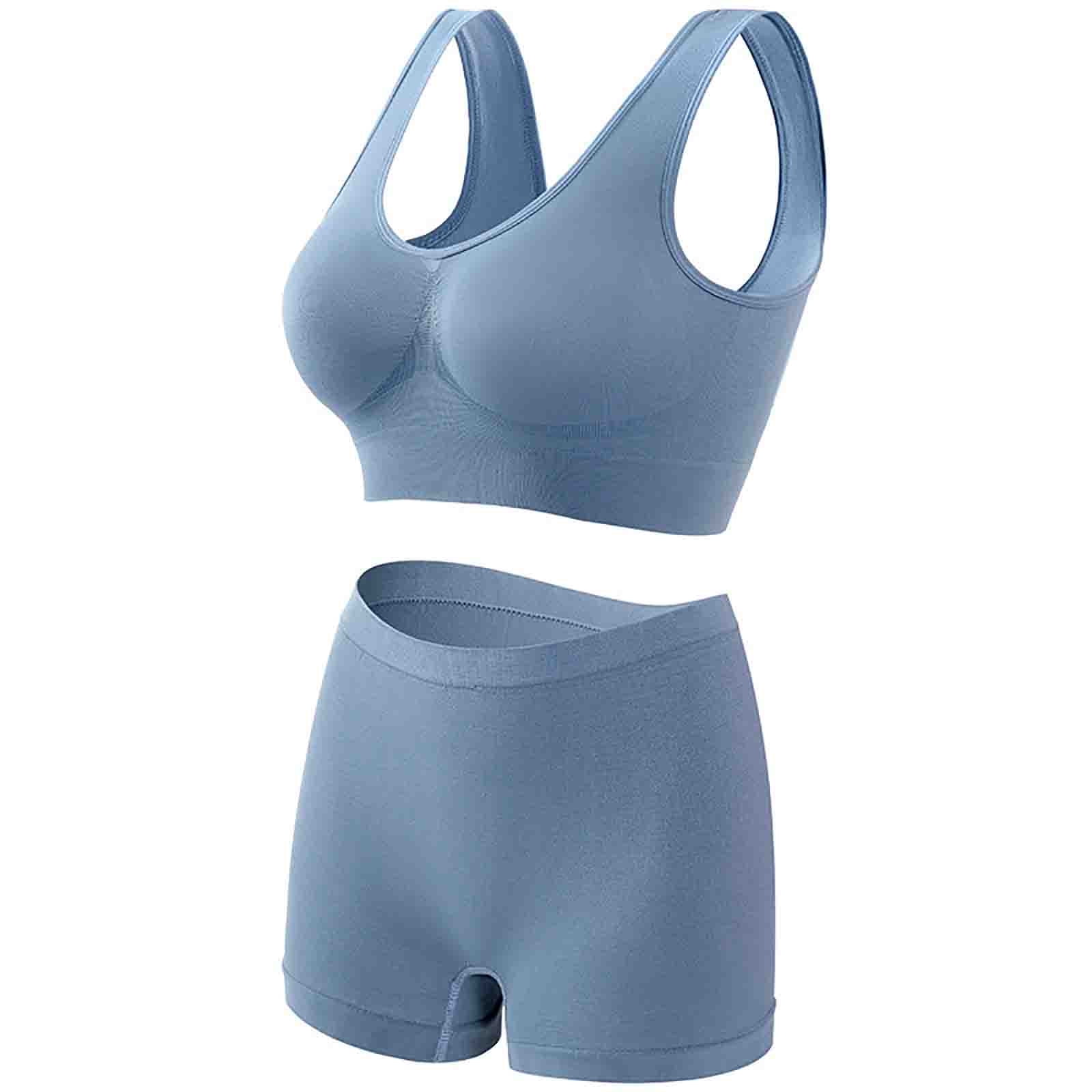 Bigersell Womens Sports Bras Sets Workout Outfits For Women 2 Piece Seamless Ribbed High Waist