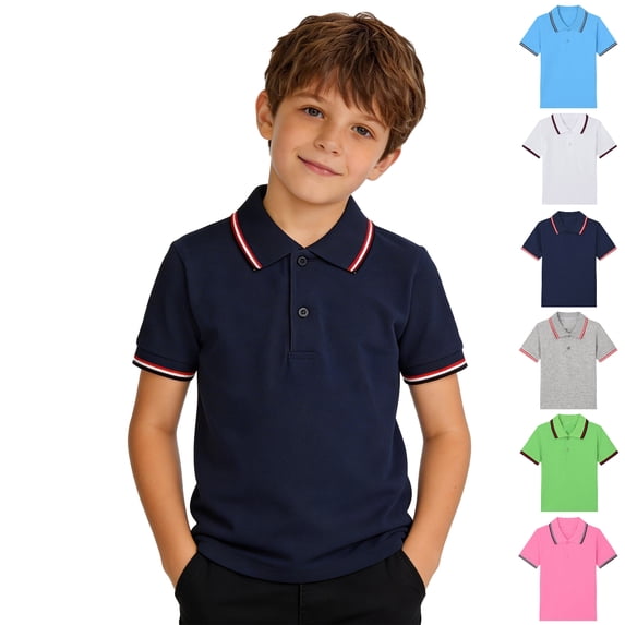 Bigetiay Boys Active Polo Shirt with Short Sleeves Summer Classic Top ...