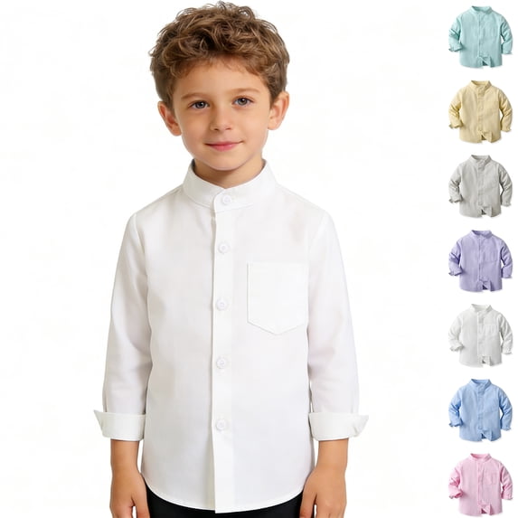 Bigetiay Boys Button Down Shirts Classic Fit Formal Shirt for School ...