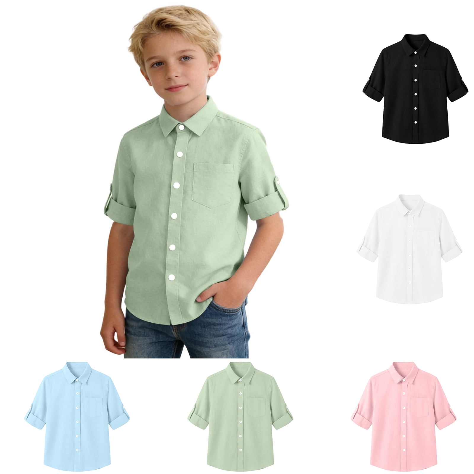 Bigetiay Boys Button Down Shirts Classic Fit Formal Short Sleeve ...