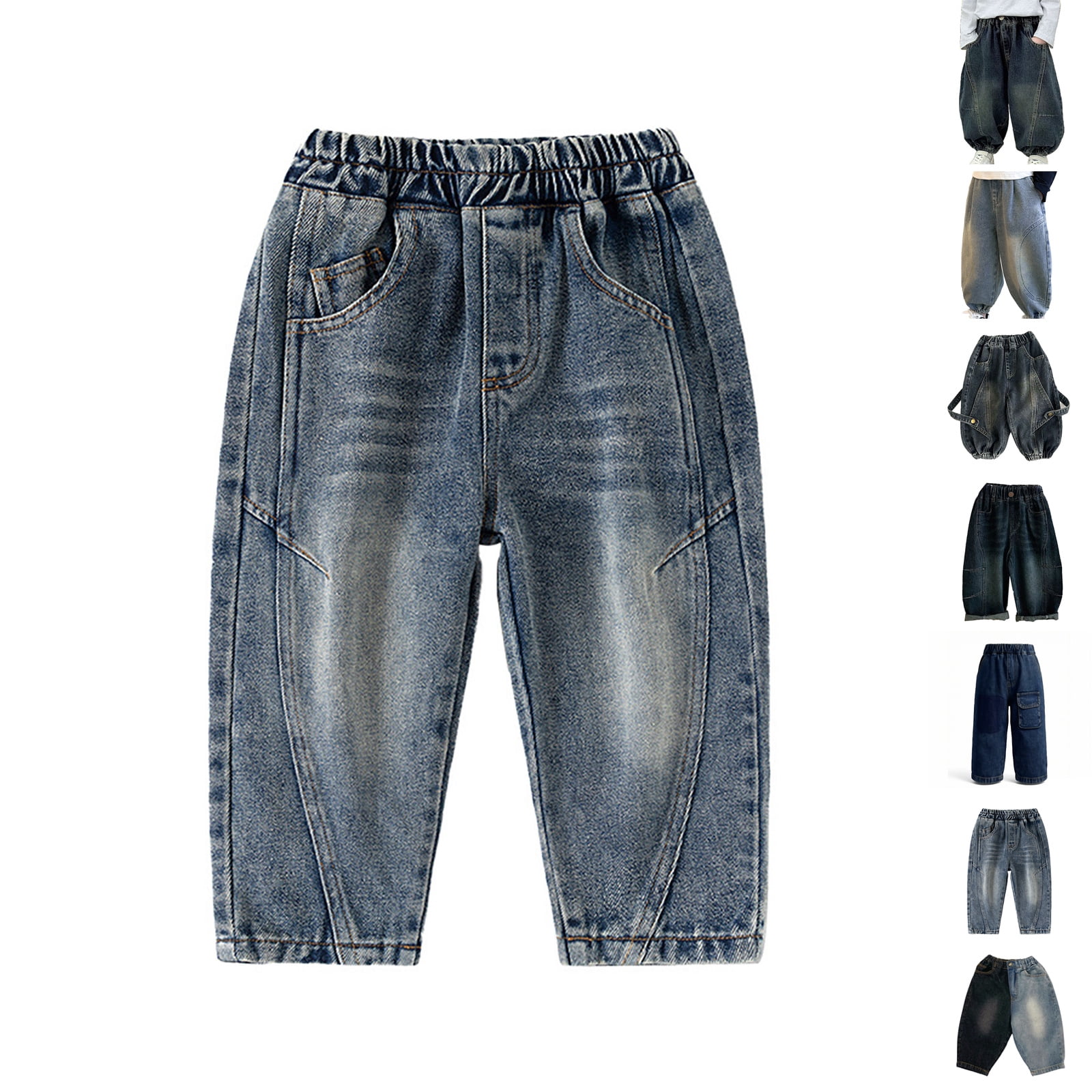 Bigetiay Boys Denim Pants Relaxed Fit Everyday Wear Washed Blue Casual ...