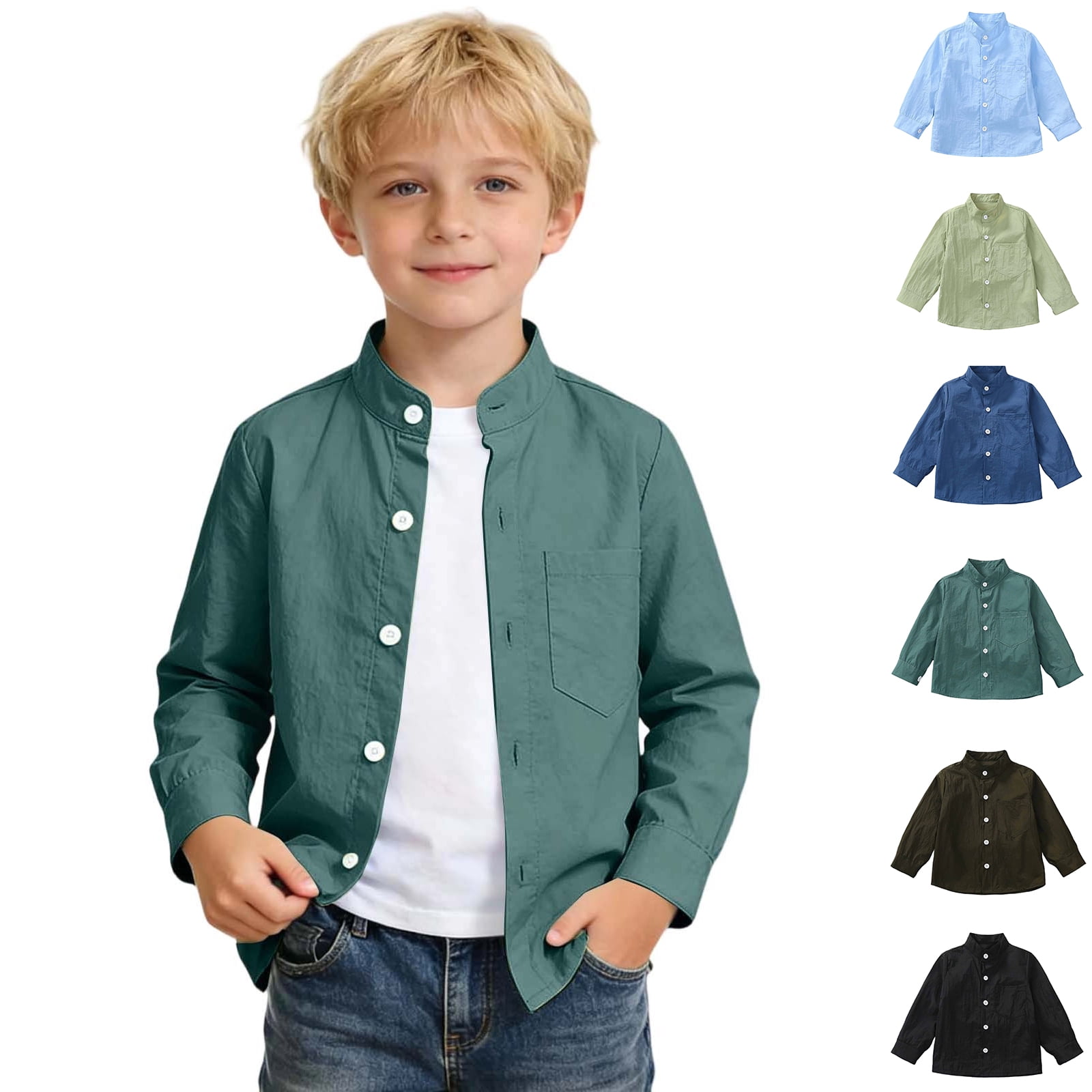 Bigetiay Boys Girls Long Sleeve Button Down Shirts Casual Fit Summer ...