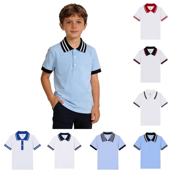 Bigetiay Boys Girls Short Sleeve Polo Shirt Casual Comfortable Soft ...