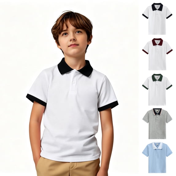 Bigetiay Boys Polo Shirts Summer Classic Short Sleeve School Uniform ...