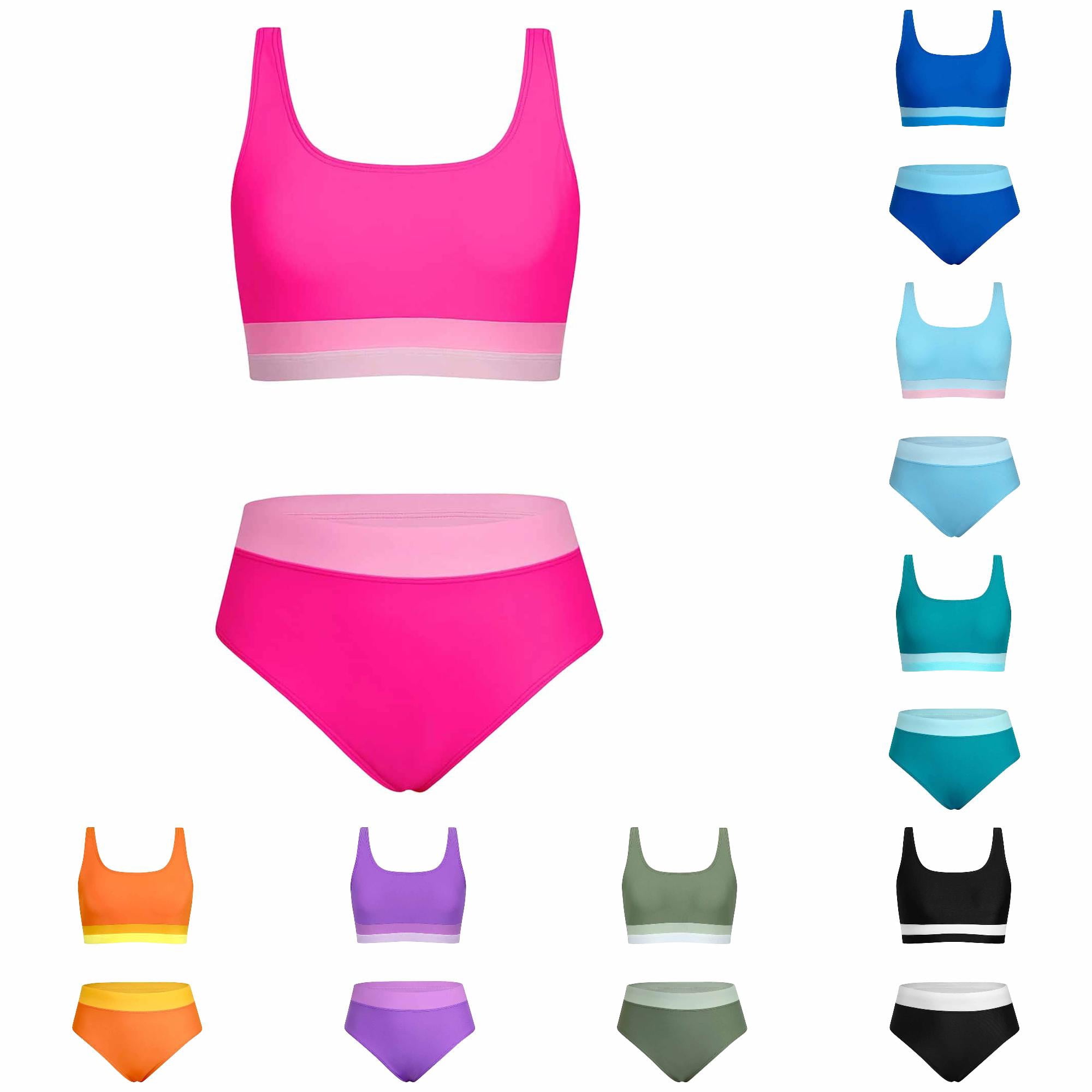 Bigetiay Girls 2 Piece Swimwear Color Block Bathing Suit Beach Pool ...