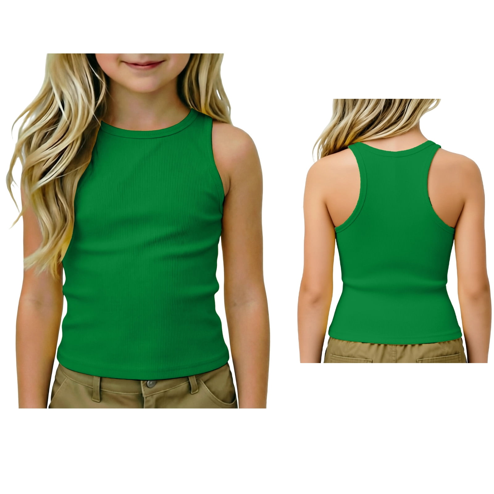 Bigetiay Girls Athletic Racerback Tank Tops Sleeveless Undershirts for ...