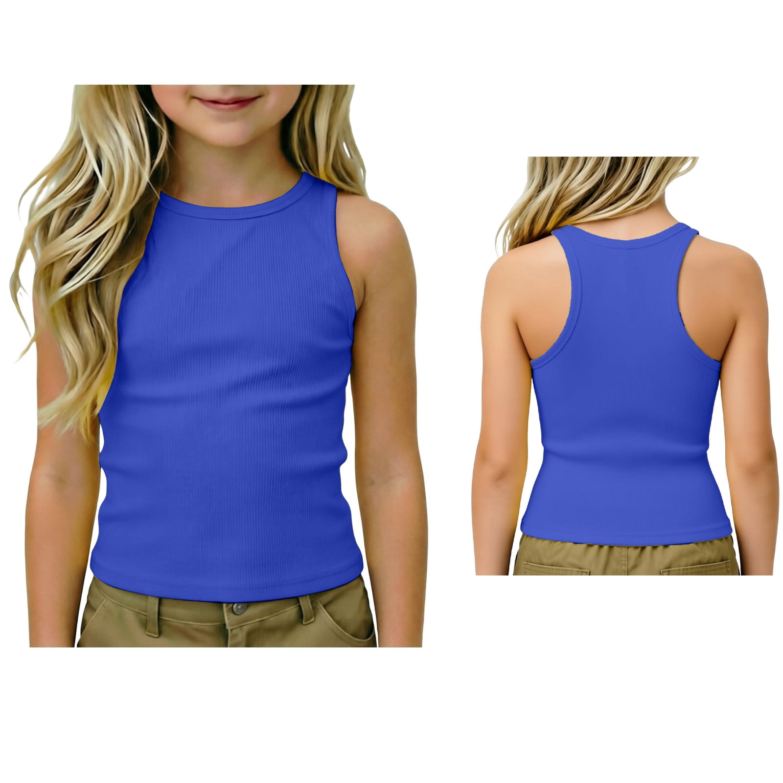 Bigetiay Girls Athletic Racerback Tank Tops Sleeveless Undershirts for ...