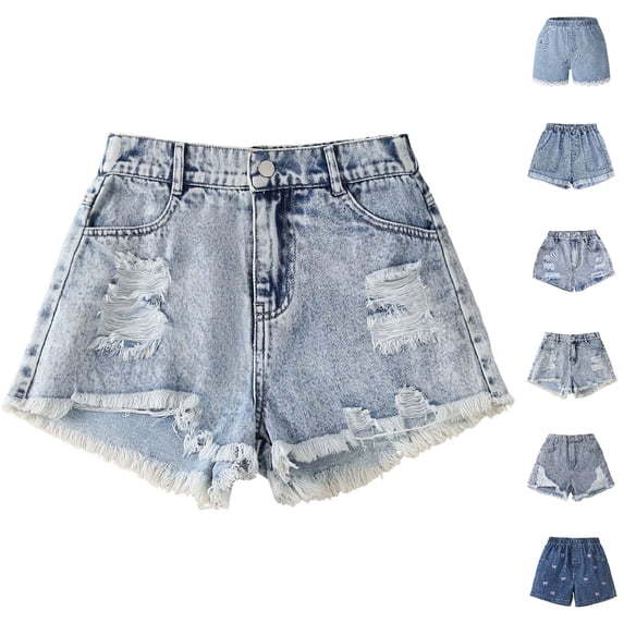 Bigetiay Girls Distressed Denim Shorts High Waist Ripped Casual Summer ...