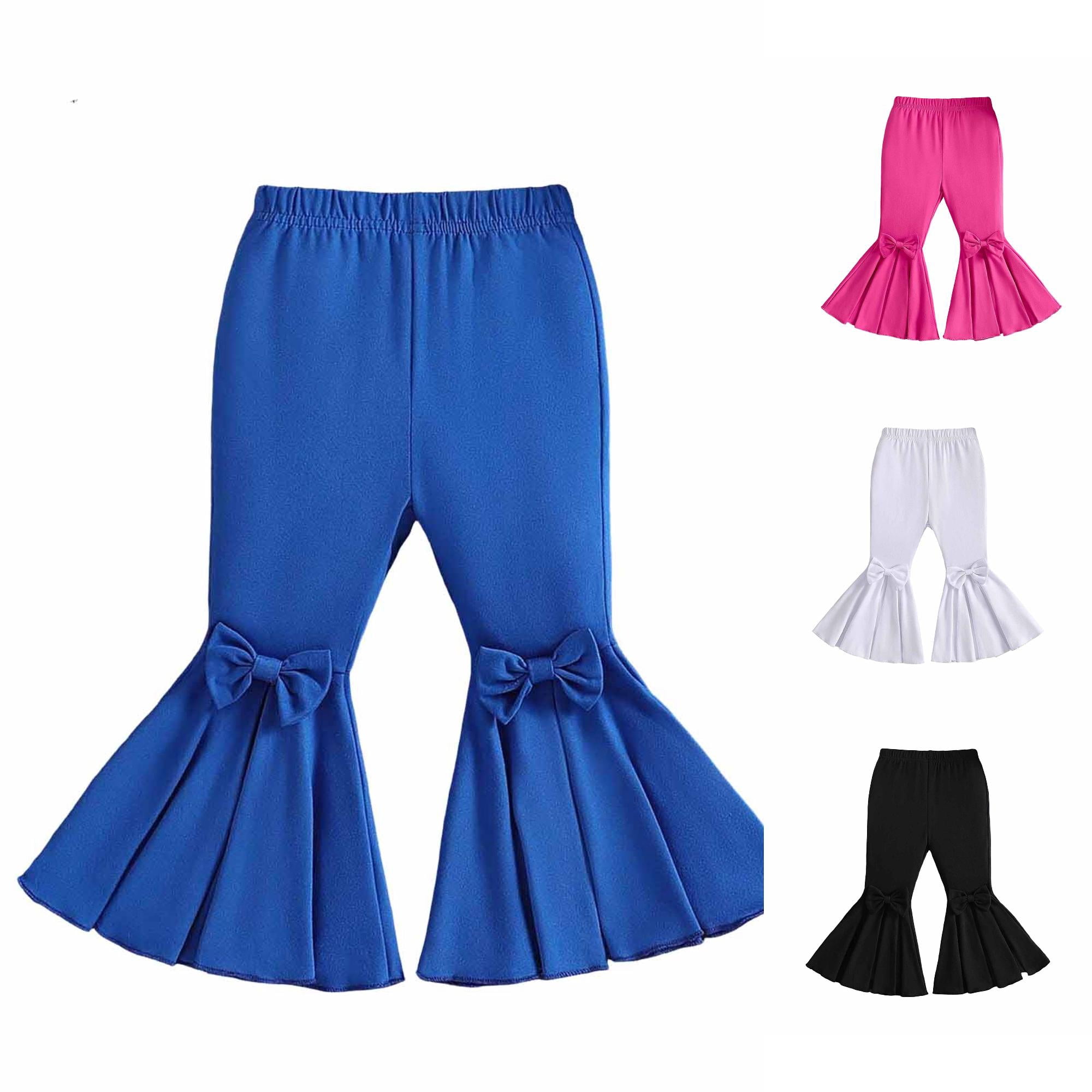 Bigetiay Girls Flared Pants Bow Elastic Waistline Lightweight Trousers ...