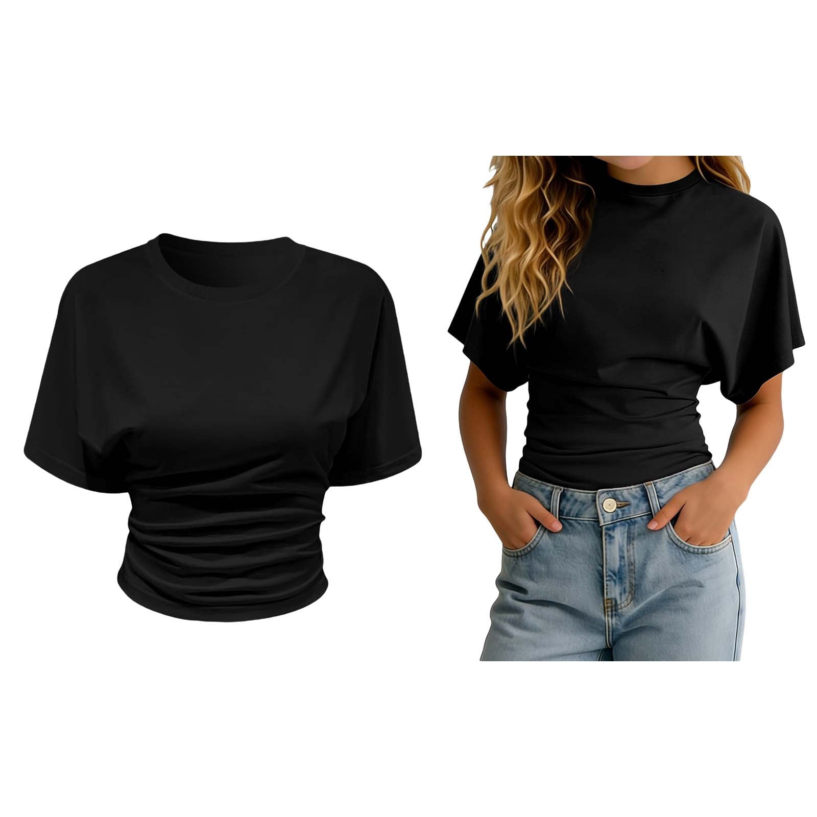 Bigetiay Girls Graphic Print Short Sleeve Shirts Casual Top with Slim ...