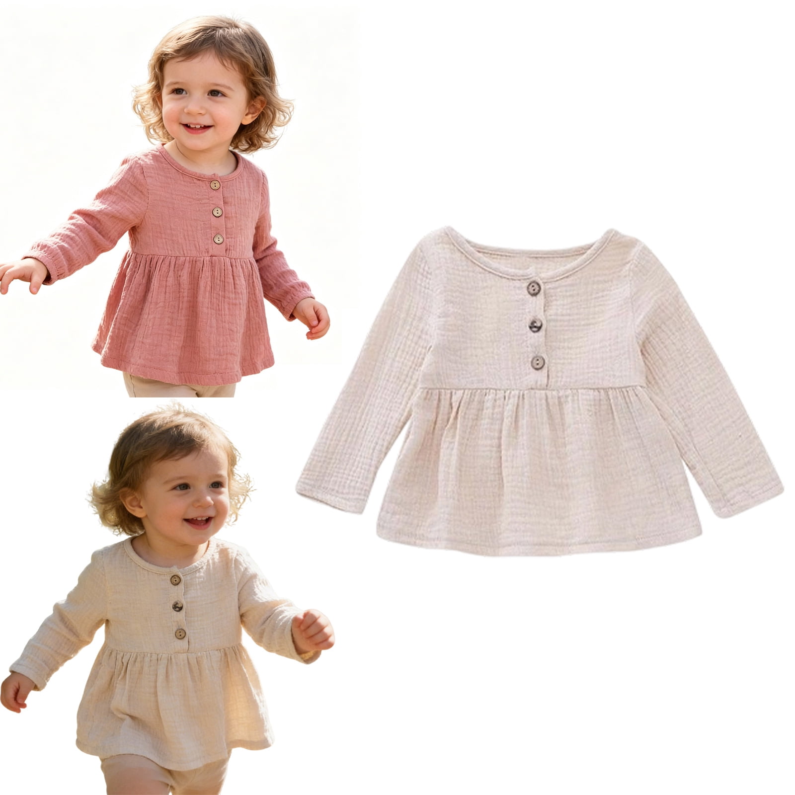 Bigetiay Girls Long Sleeve Blouse with Double Layer Soft Breathable ...