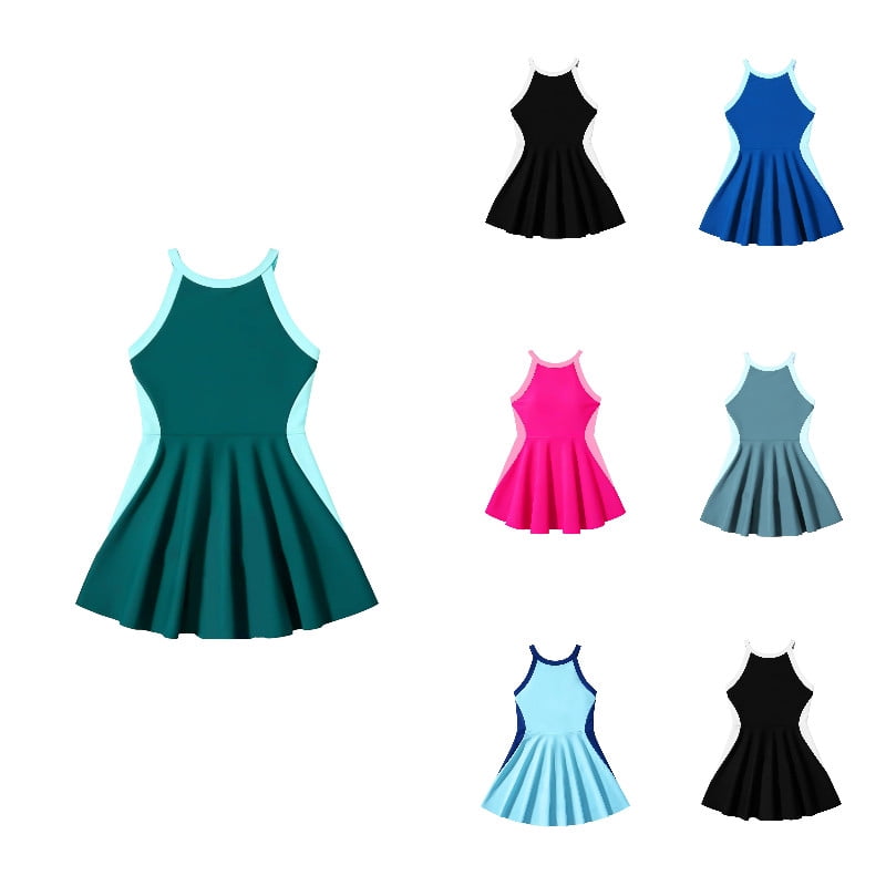 Bigetiay Girls One Piece Swimsuit Adjustable Straps Bathing Color Dress ...