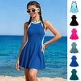 Bigetiay Girls One Piece Swimsuit Adjustable Straps Bathing Color Dress ...