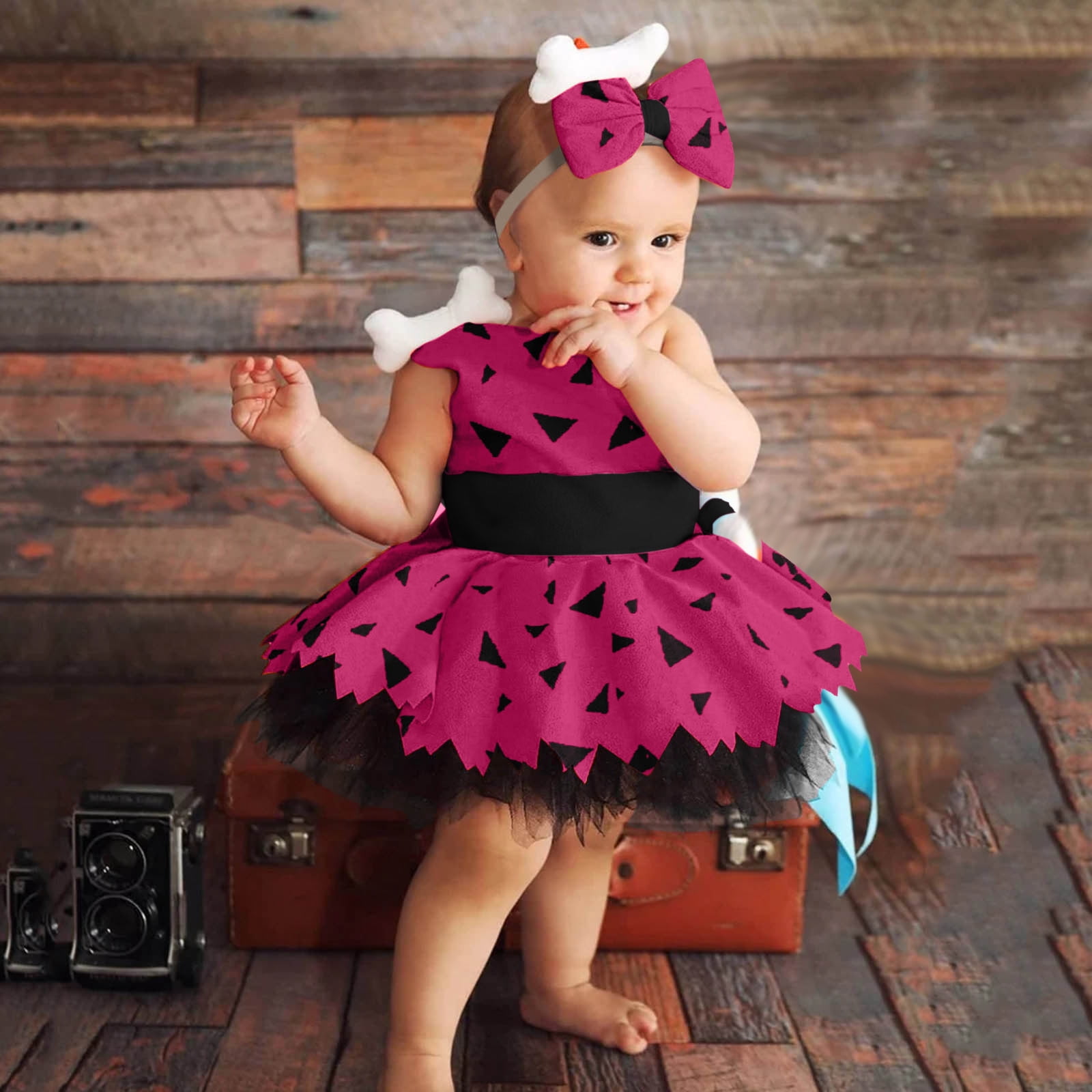 Bigetiay Kids Girls Caveman Costume Wild One Birthday Dress Dog Bones ...