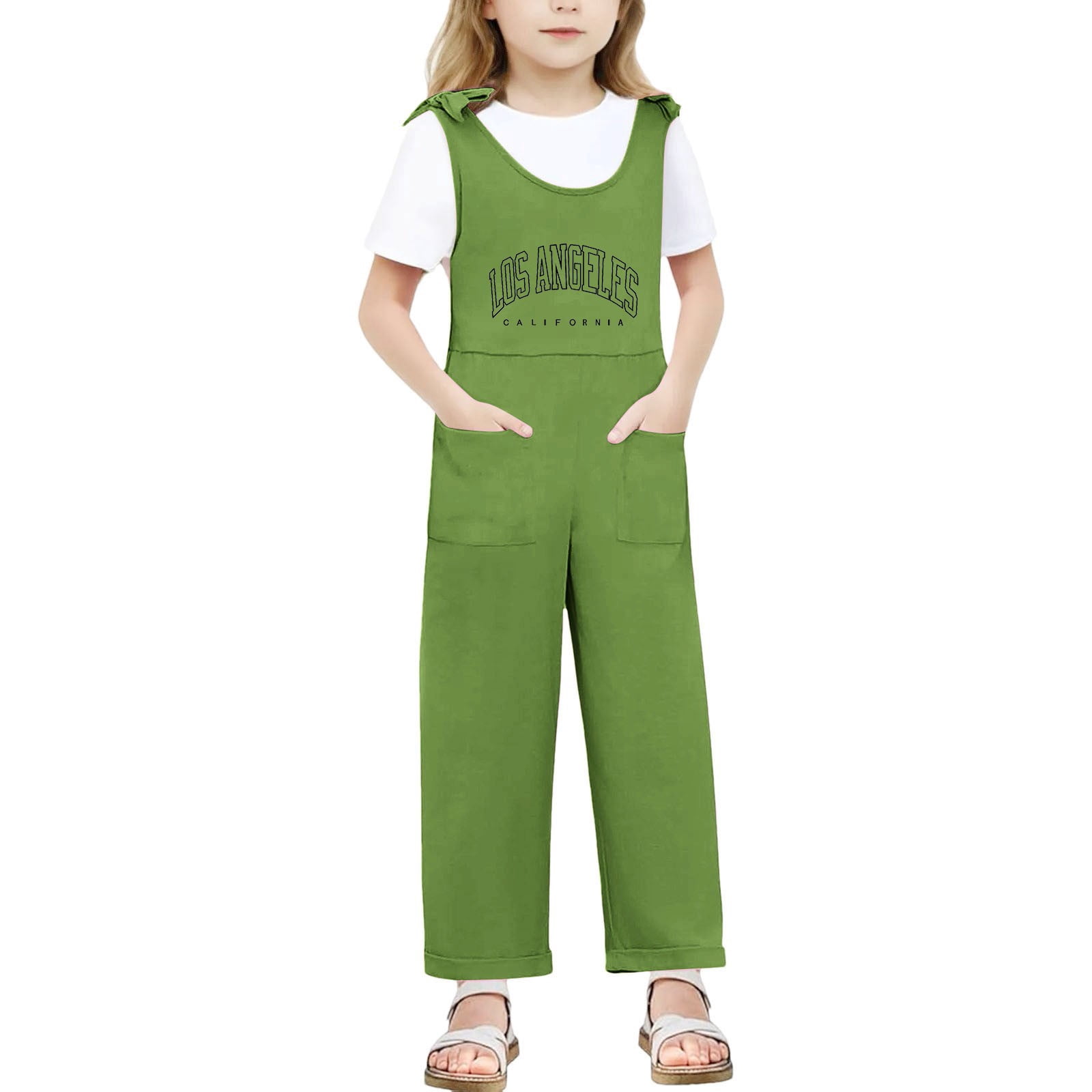 Bigetiay Kids Girls Sleeveless Jumpsuit Back to School Romper Letter ...