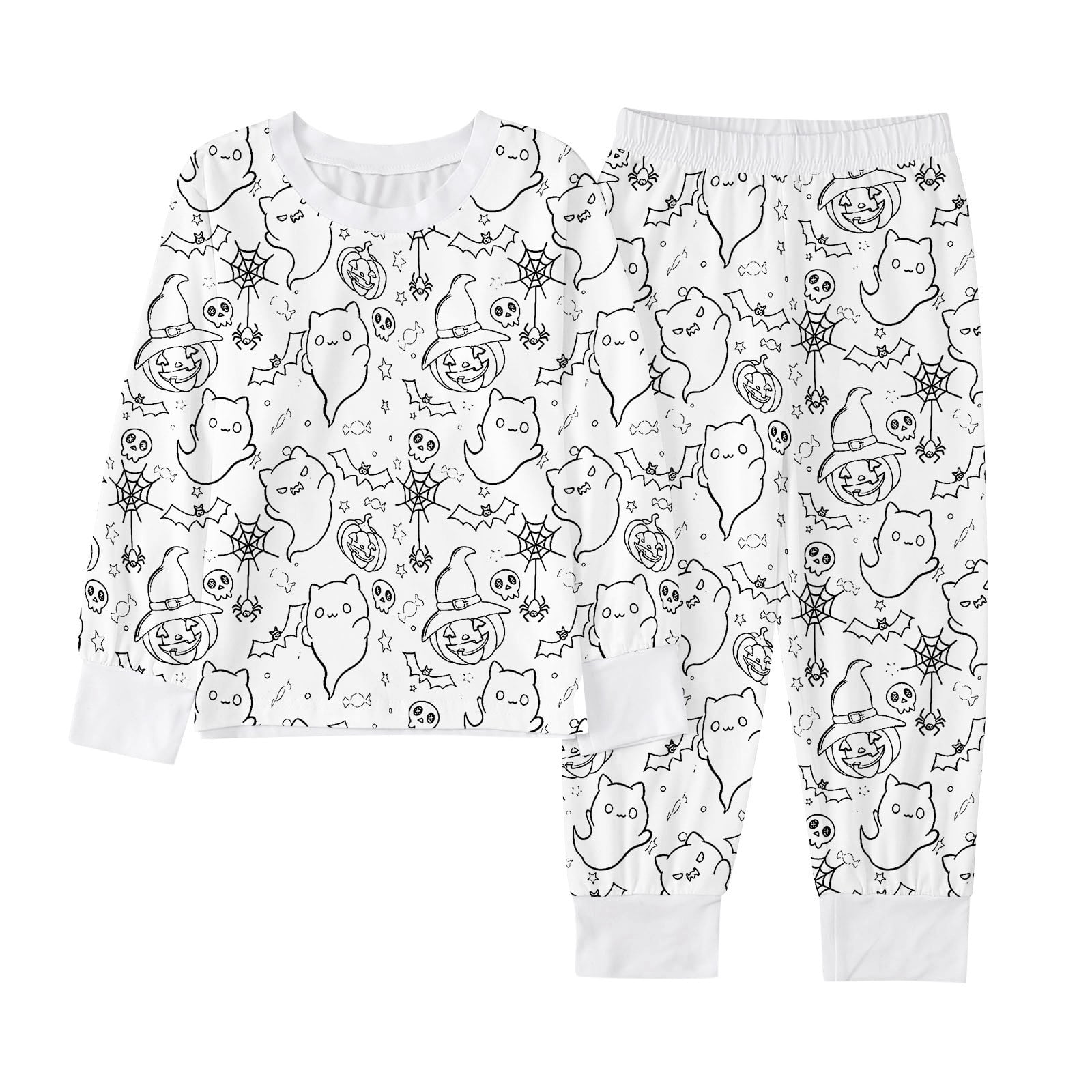 Bigetiay Kids Halloween Pajama Set Color Your Own Pajamas Long Sleeve ...