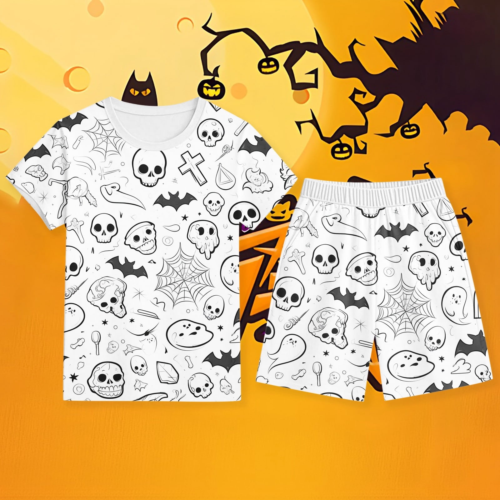 Bigetiay Kids Halloween Pajama Set Hand Painted Diy Coloring Pajamas ...