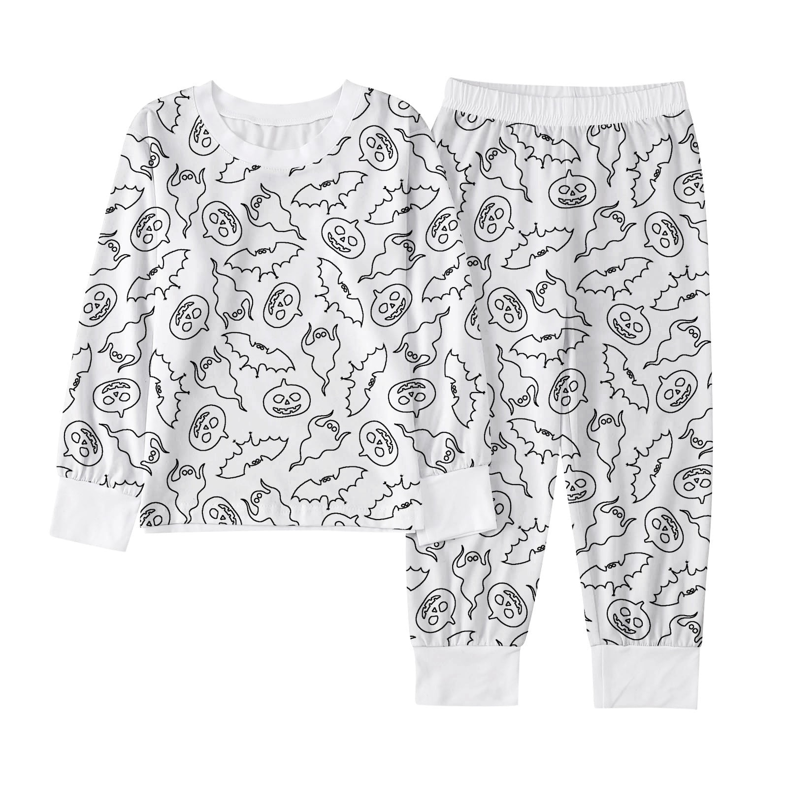 Bigetiay Kids Halloween Pjs Set Kids Pjs Coloring Long Sleeve Top with ...