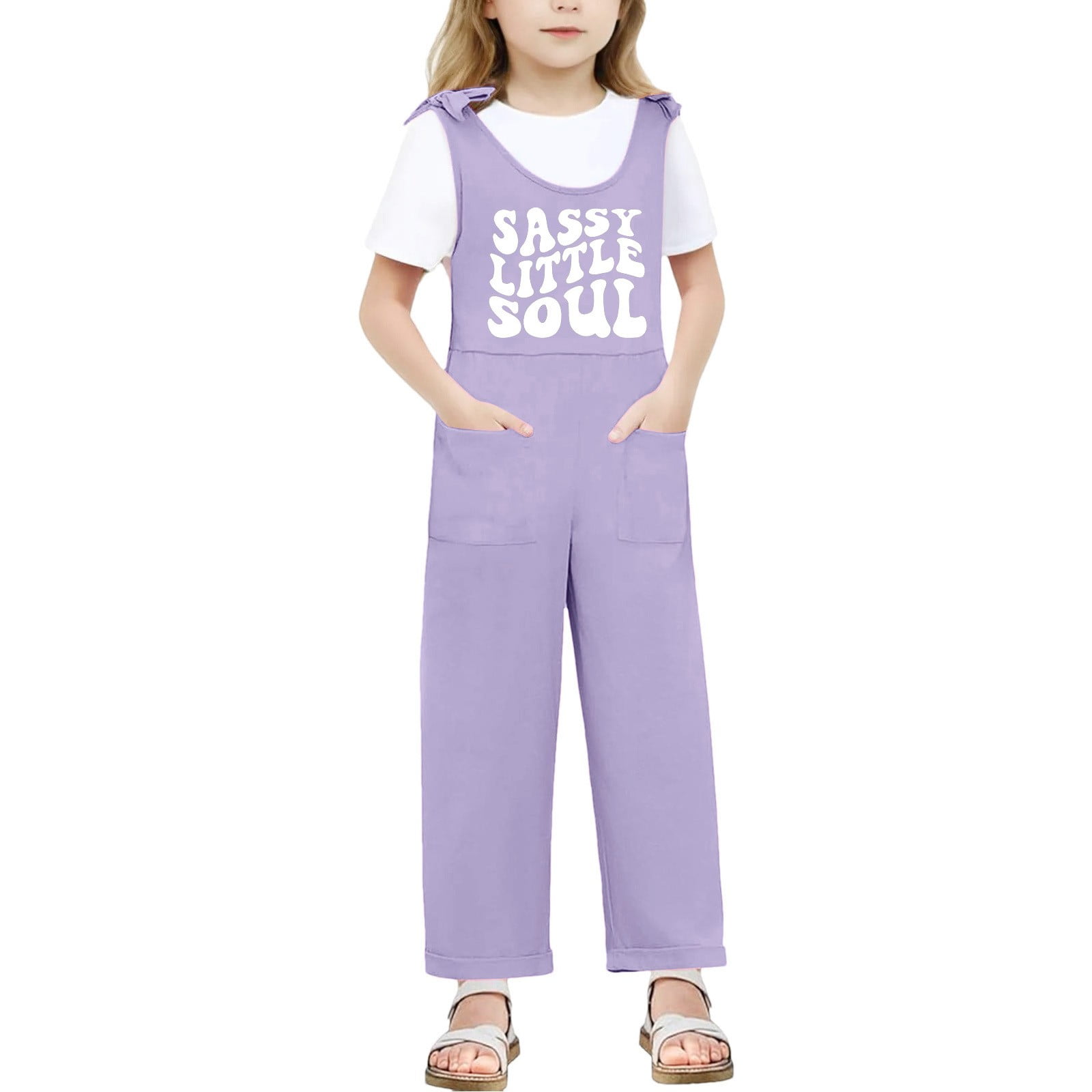 Bigetiay Kids Jumpsuit for Girls Back to School Romper Letter Graphic ...