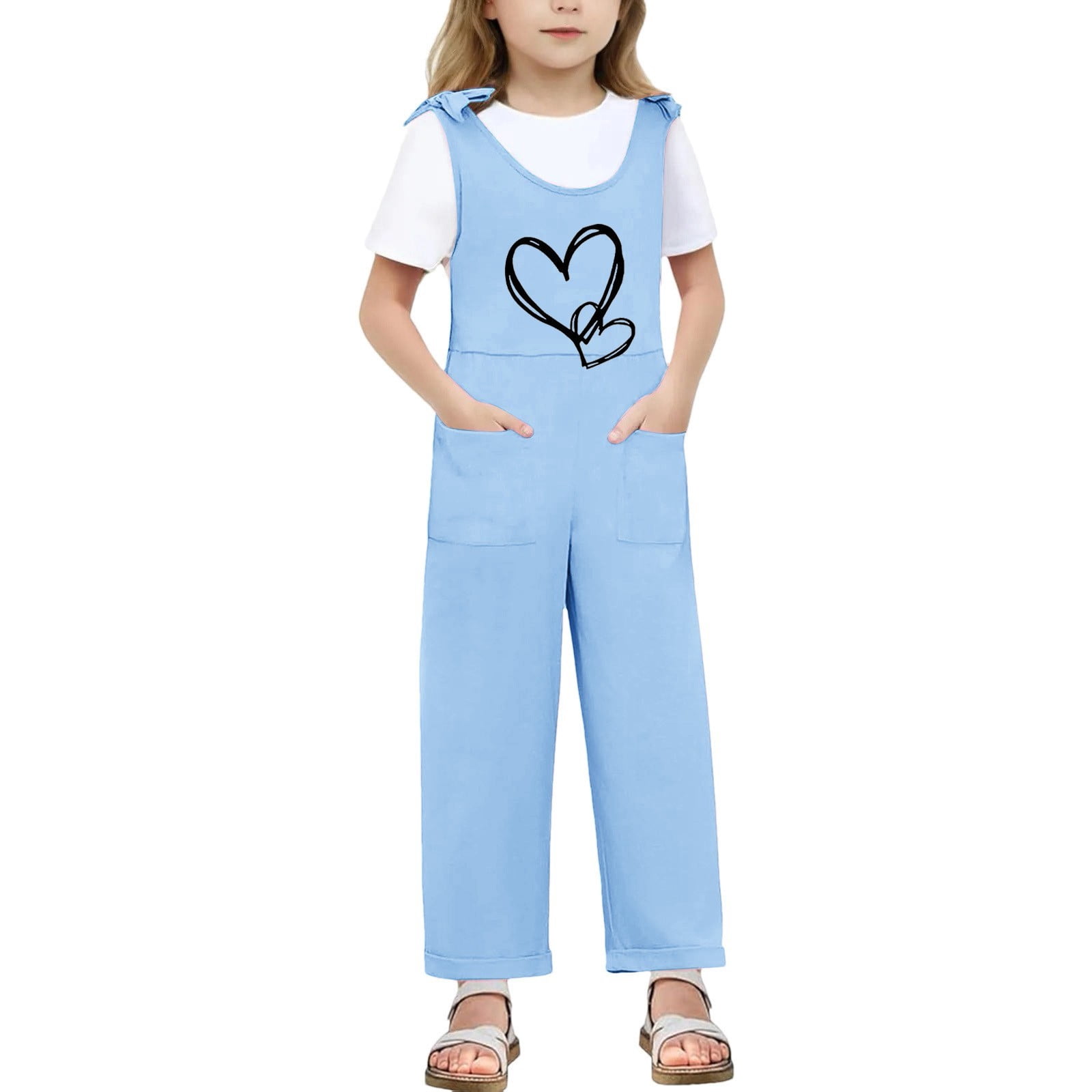 Bigetiay Little Girls Romper Sleeveless Casual School Romper Letter ...