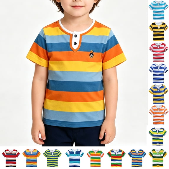 Bigetiay Summer Striped Short Sleeve T Shirt for Boys Cute Toddler Top ...