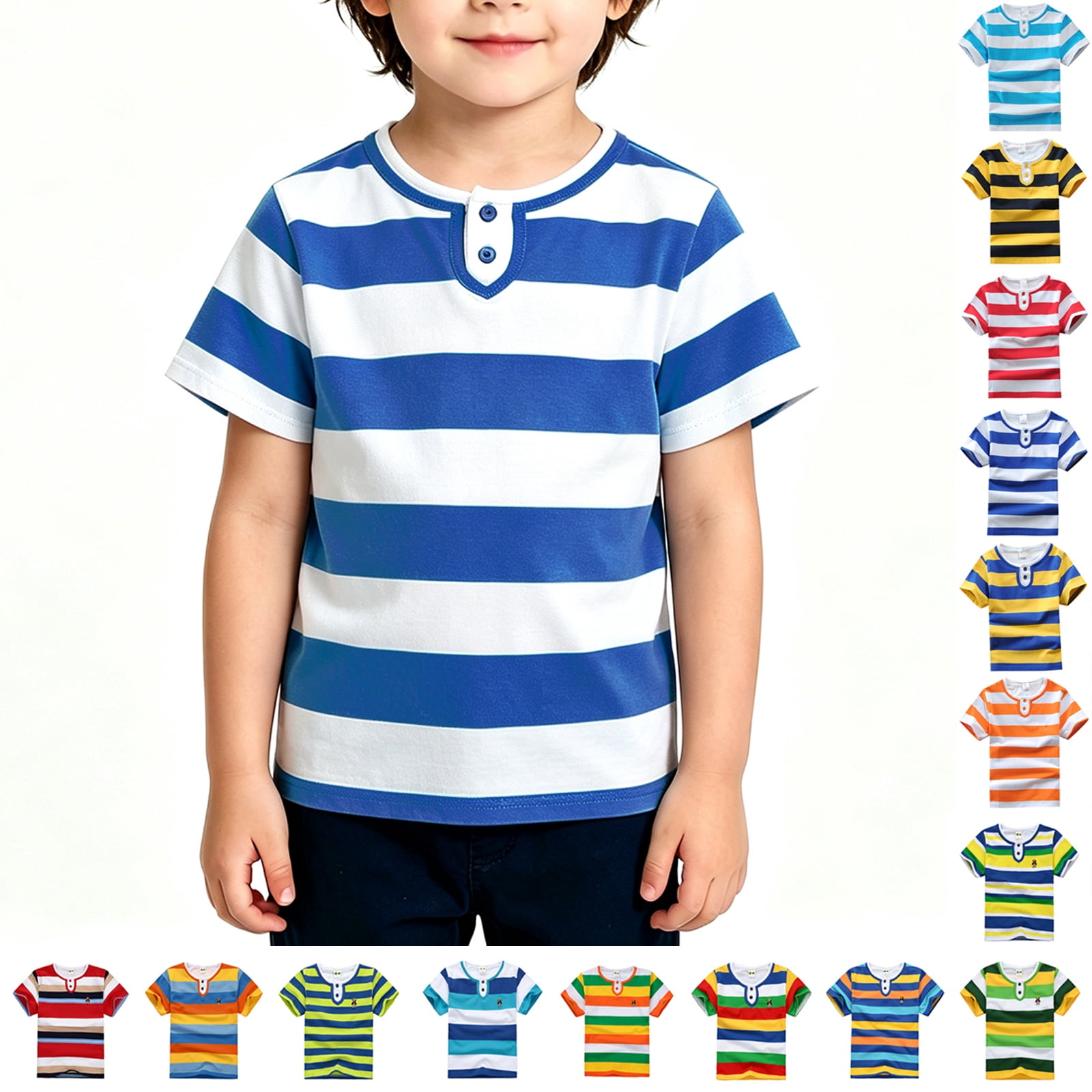 Bigetiay Summer Striped Short Sleeve T Shirt for Boys Cute Toddler Top ...