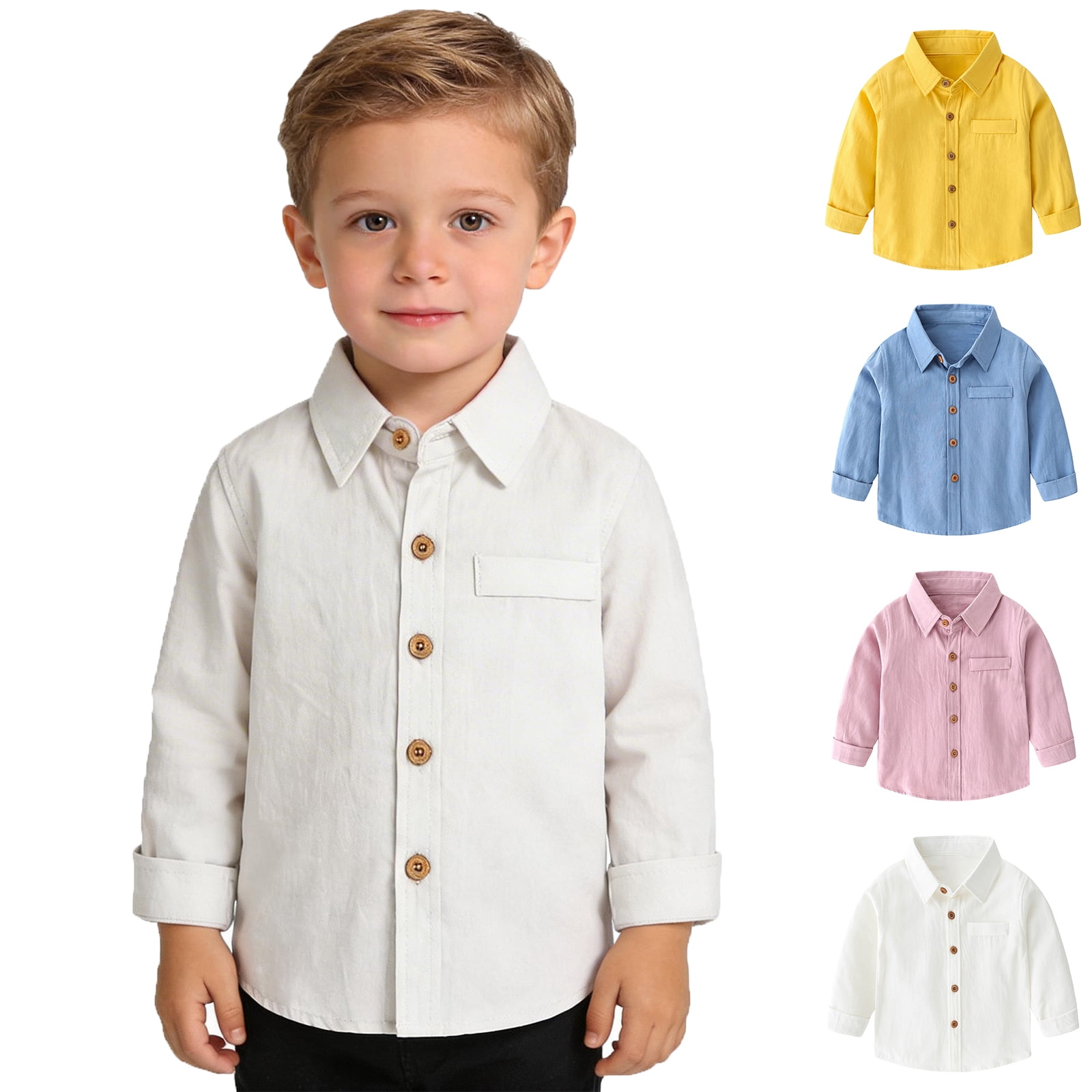 Bigetiay Toddler Boys Girls Long Sleeve Casual Solid Gentleman Tops ...