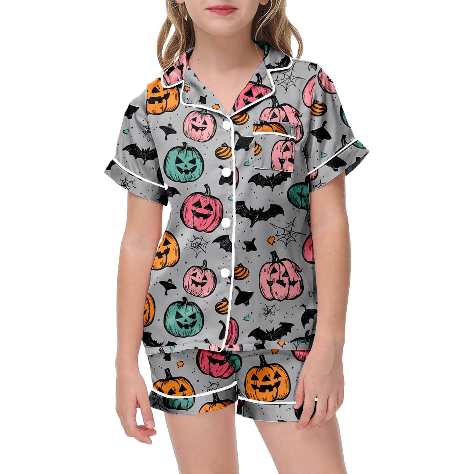 Bigetiay Toddler Girls Halloween Pajamas Set Ghost Pumpkin Print Girls ...