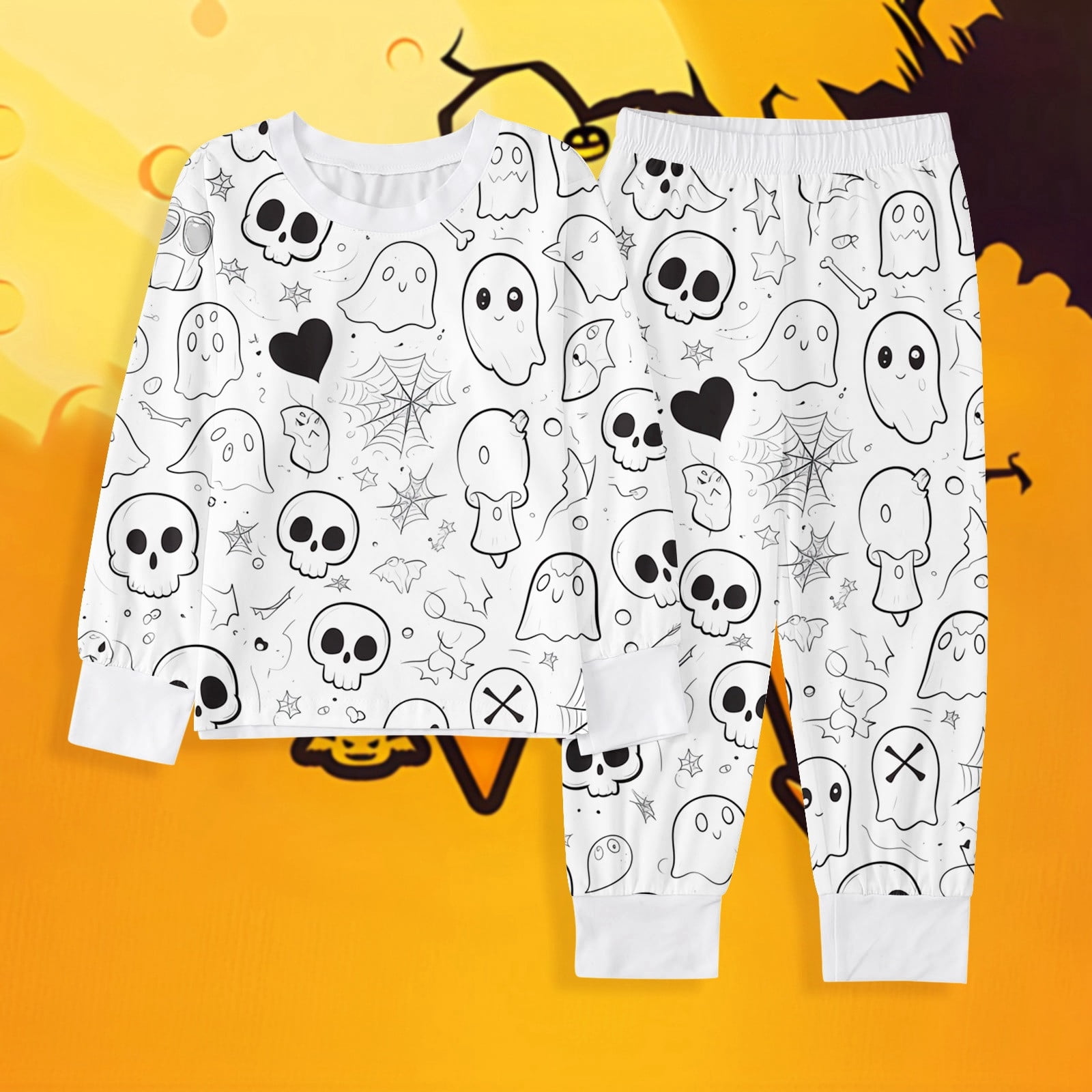 Bigetiay Toddler Girls Halloween Pajamas Set Kids Coloring Pajamas Long ...