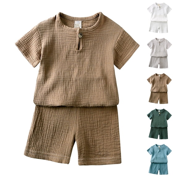 Bigetiay Toddler Kids Baby Boy Girl Solid Pullover Short Sleeve Cotton ...