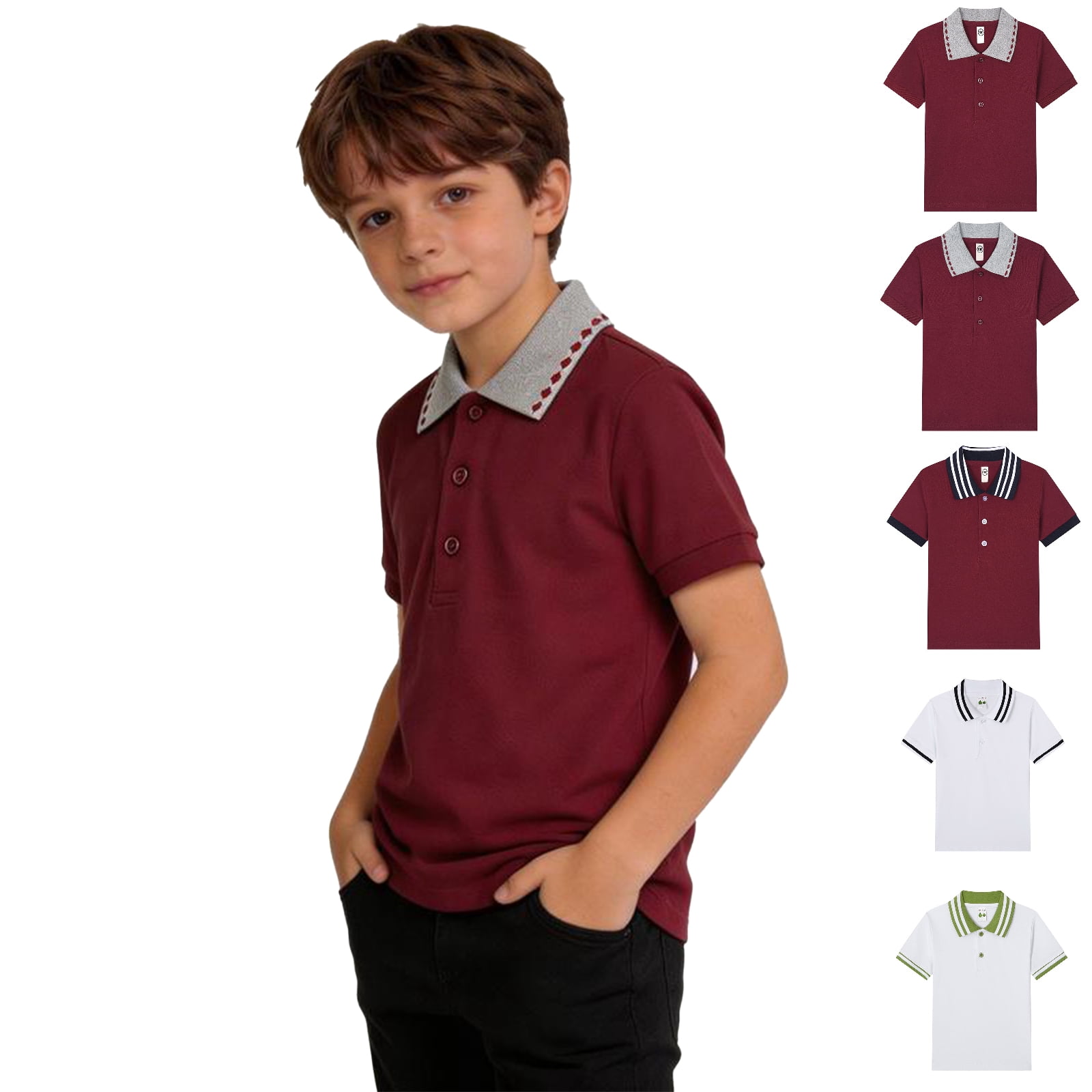 Bigetiay Toddler Kids Boys Girls Short Sleeve Polo Shirts Classic Soft ...