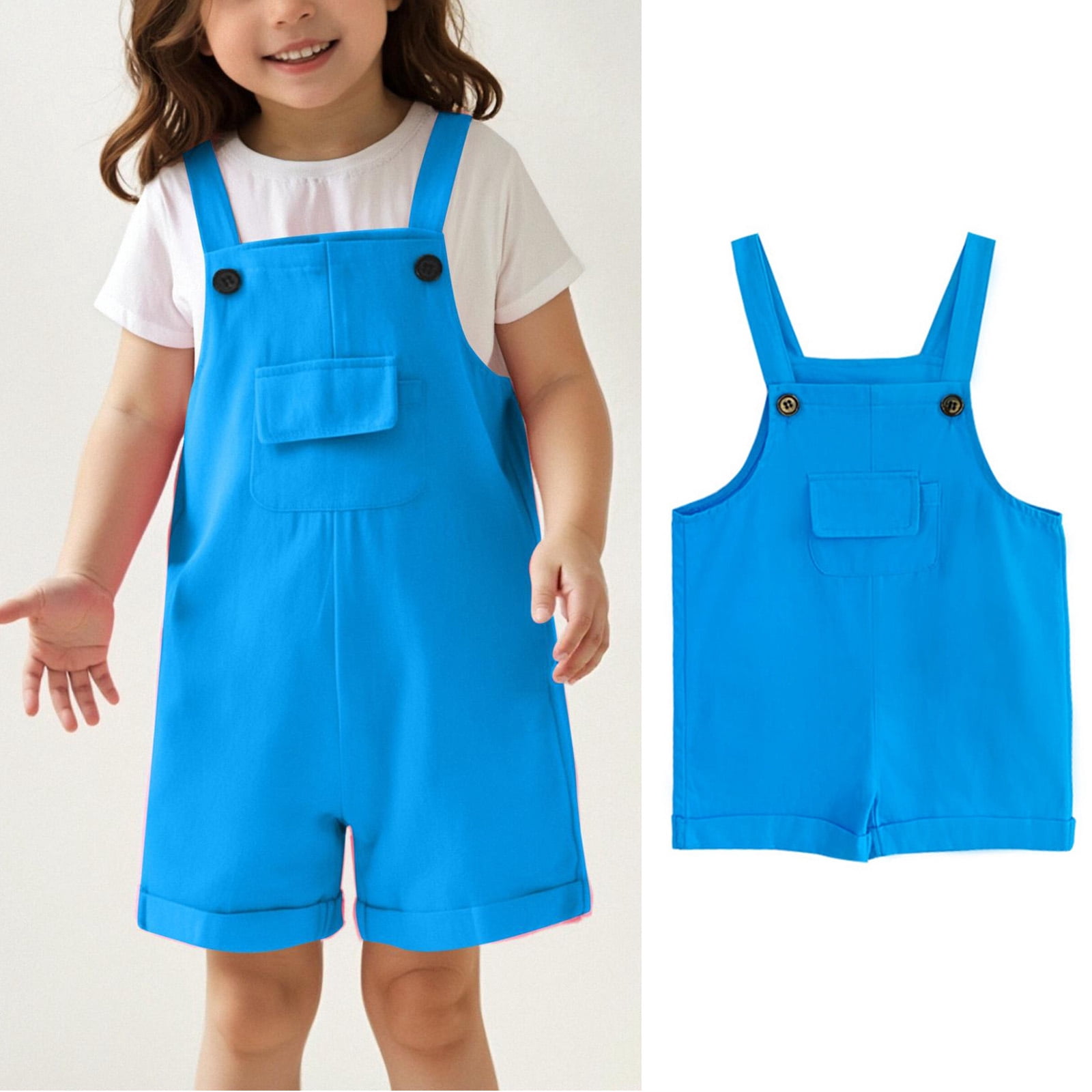 Bigetiay Tween Girls Romper Sleeveless Casual School Romper Sky Blue ...