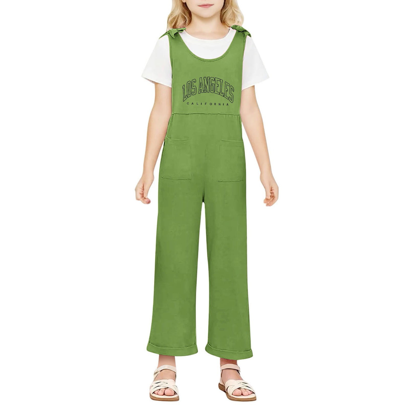 Bigetiay Tween Girls Sleeveless Jumpsuit Back to School Romper Letter ...