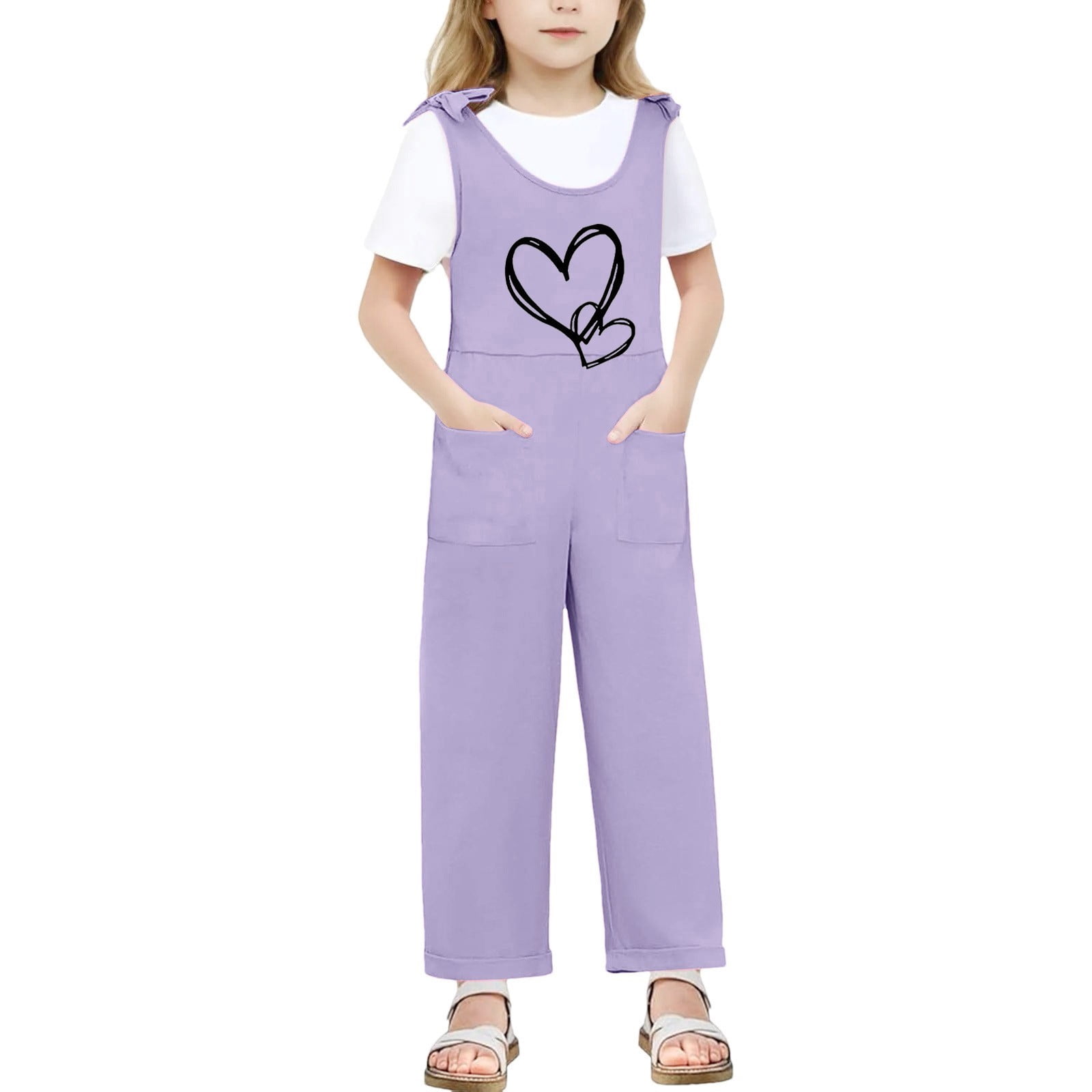 Bigetiay Tween Girls Sleeveless Jumpsuit Casual School Romper Letter ...