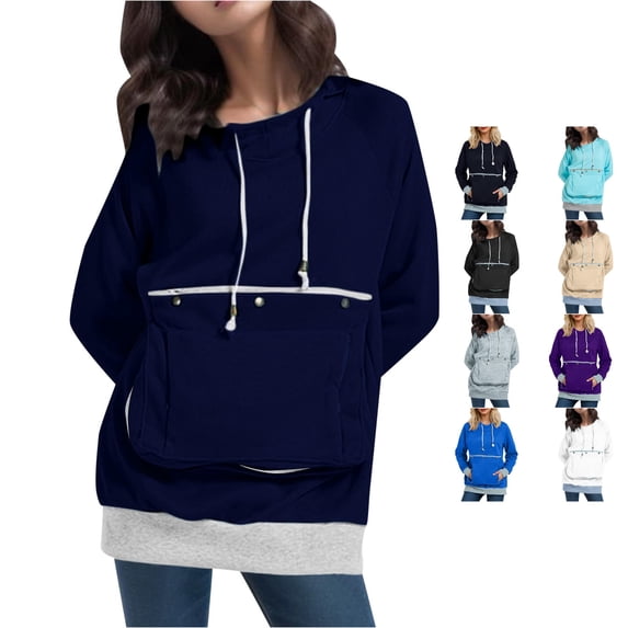 Bigetiay Womens Hoodie with Cat Pouch, Pet Dog Holder Carrier ...