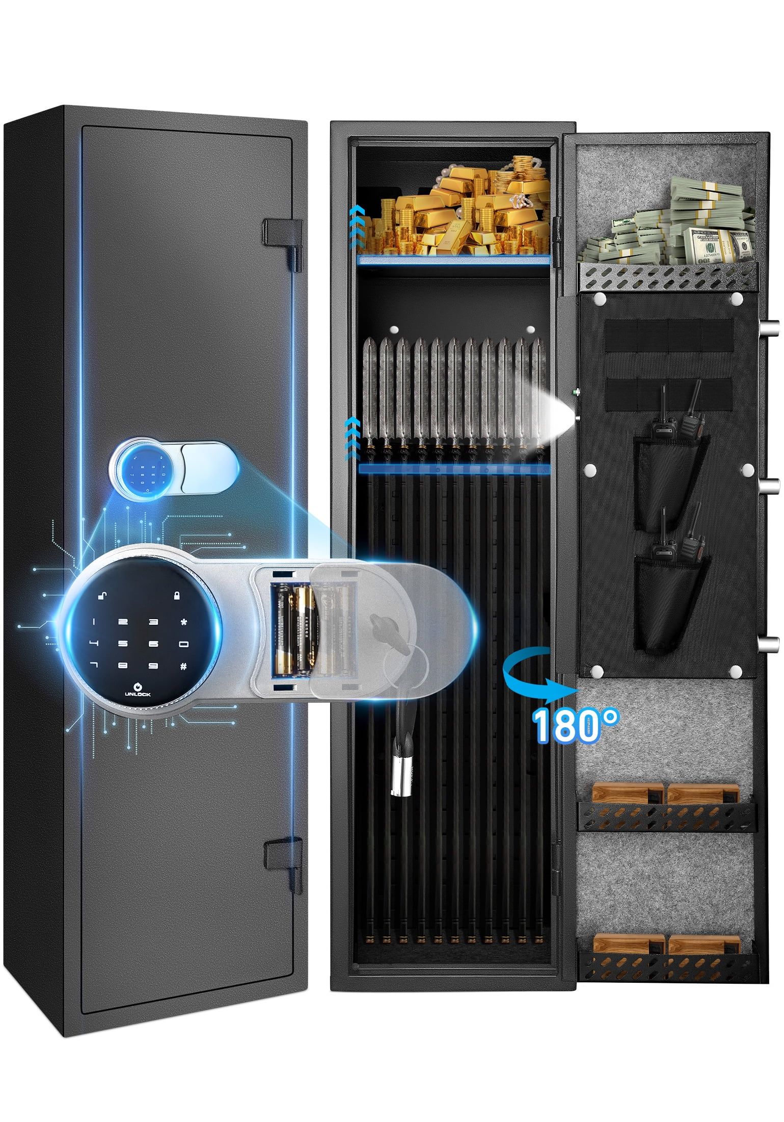 Bigfeliz High-Quality Long Gun Safe, 10-12 Rifle Capacity, Quick Access ...