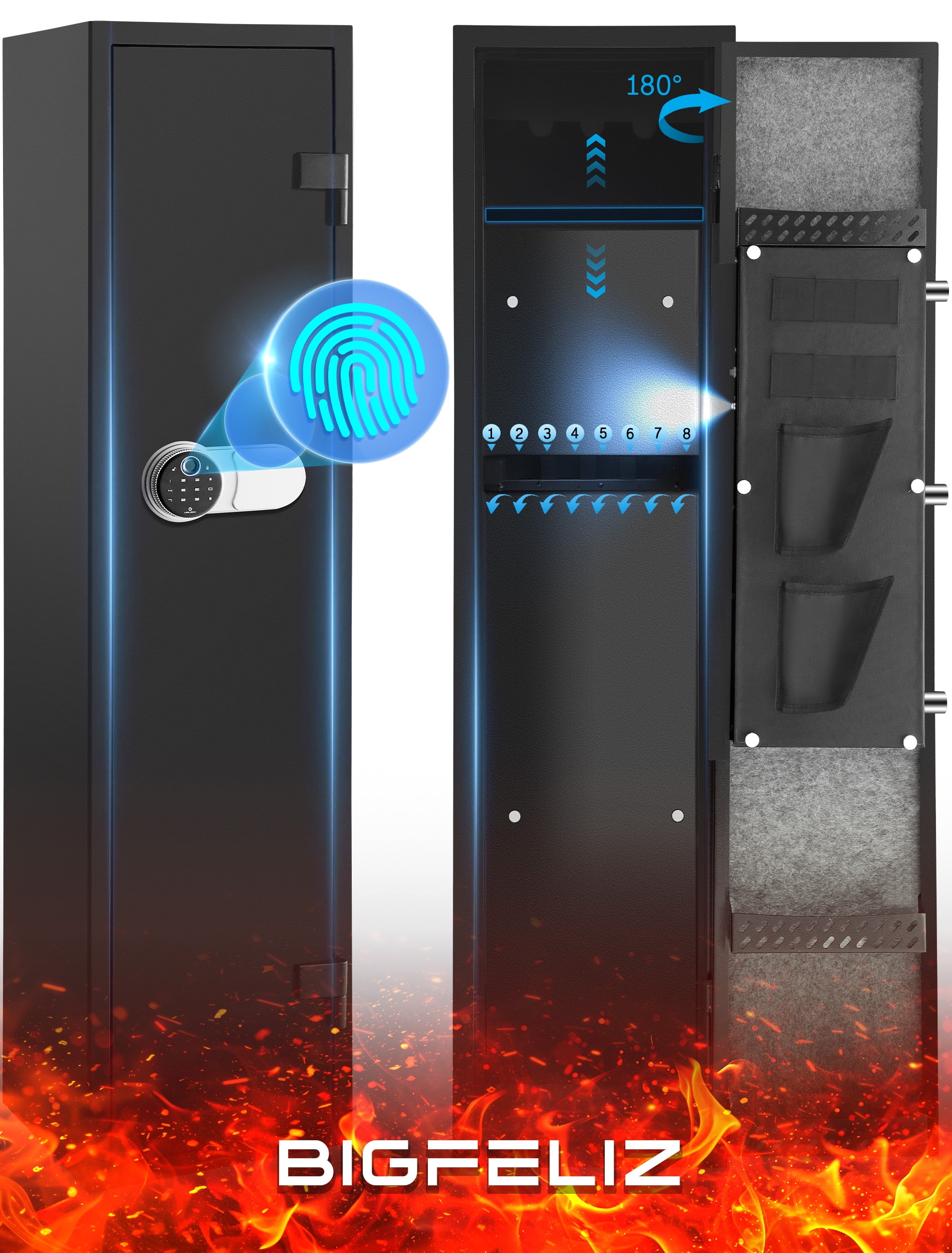 Bigfeliz Biometric Rifle Gun Safe,Quick Access Fingerprint Long Gun ...