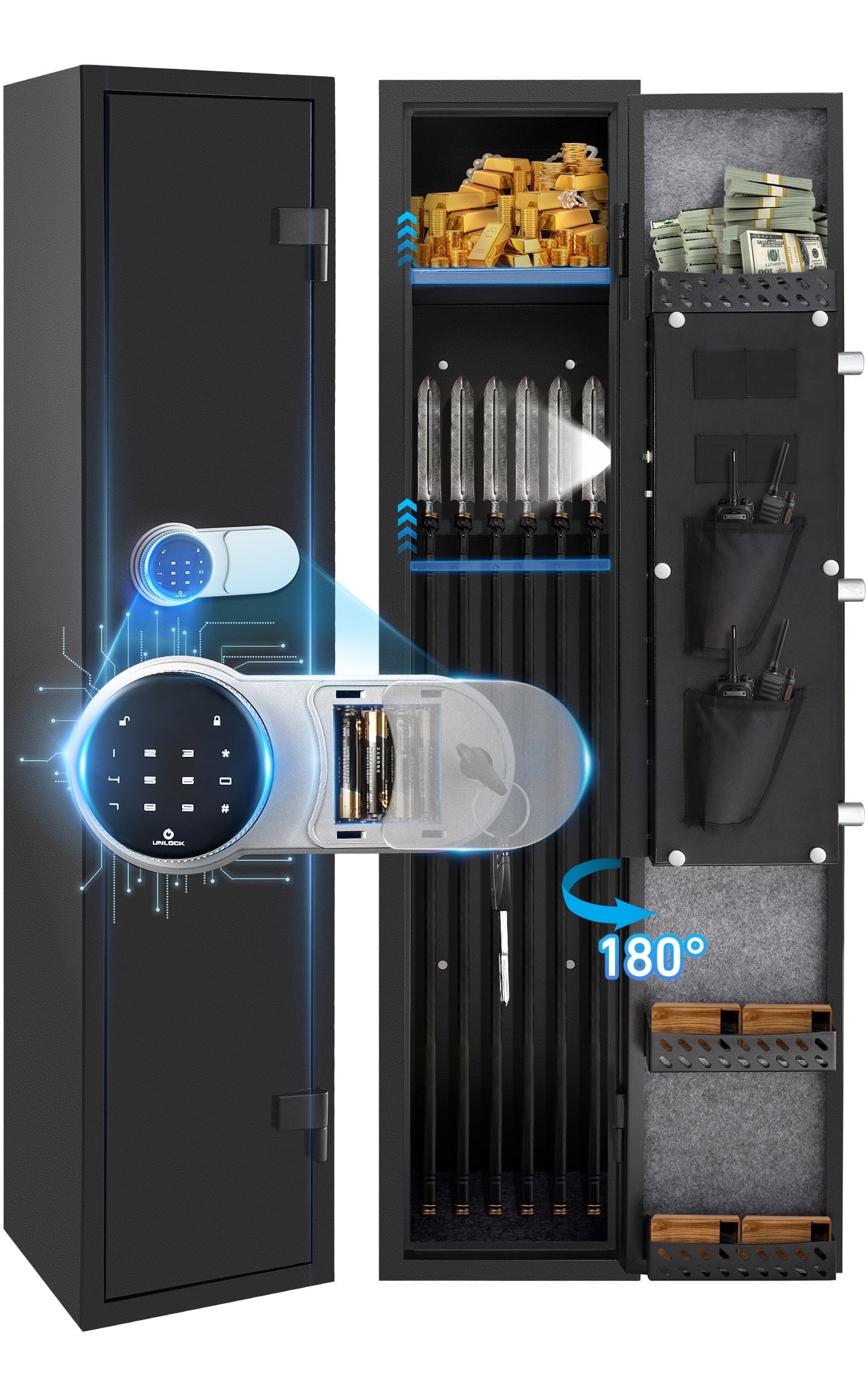 Bigfeliz Large Anti-Prying Rifle Safe, Quick Access 5-6 Gun Rifle w ...