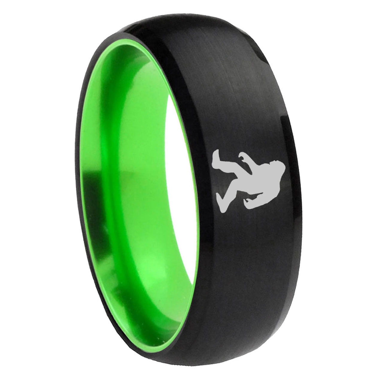 Bigfoot 8MM Dome Black And Green Tungsten Men Ring - Walmart.com