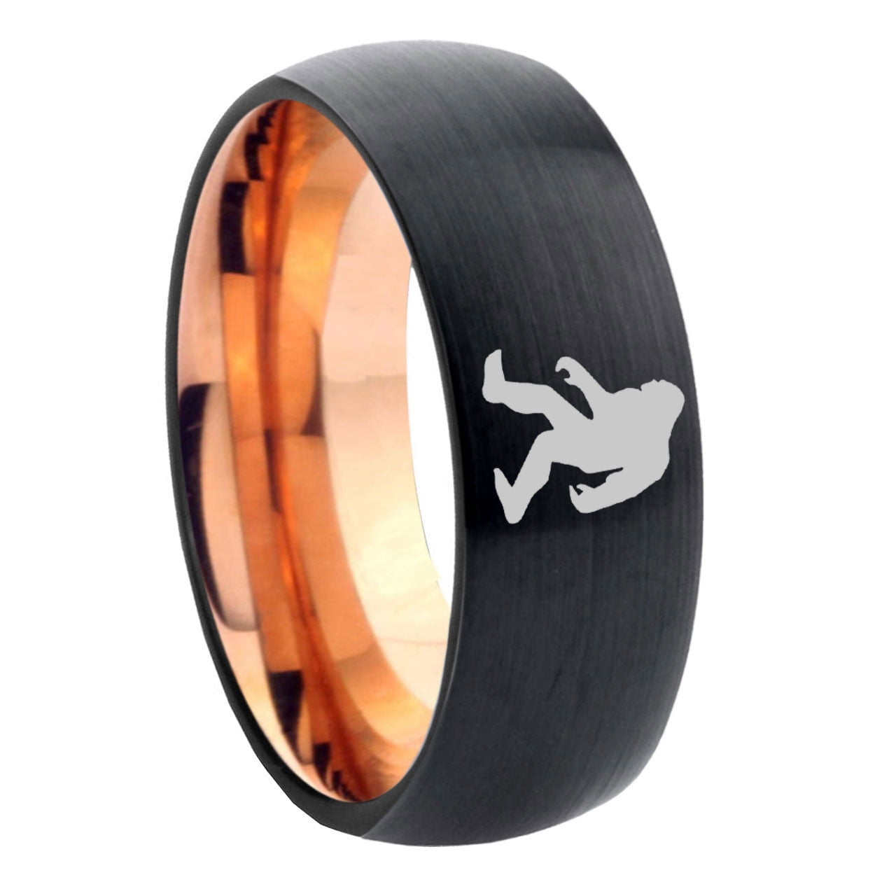 Bigfoot 8MM Dome Black And Rose Gold Tungsten Men Ring - Walmart.com
