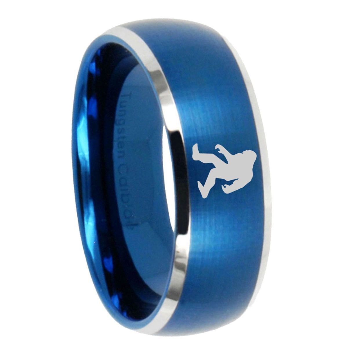Bigfoot 8MM Dome Brushed Finish Blue Tungsten Men Ring - Walmart.com