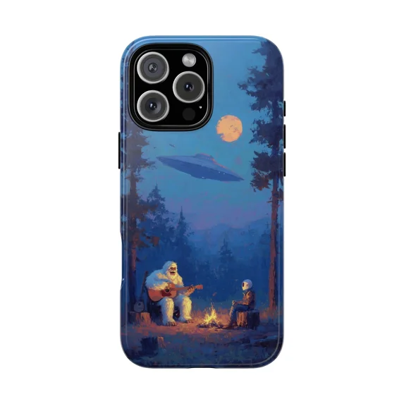 Bigfoot Alien Fire Guitar UFO Fantasy Phone Case for iPhone 11 to 17 ...