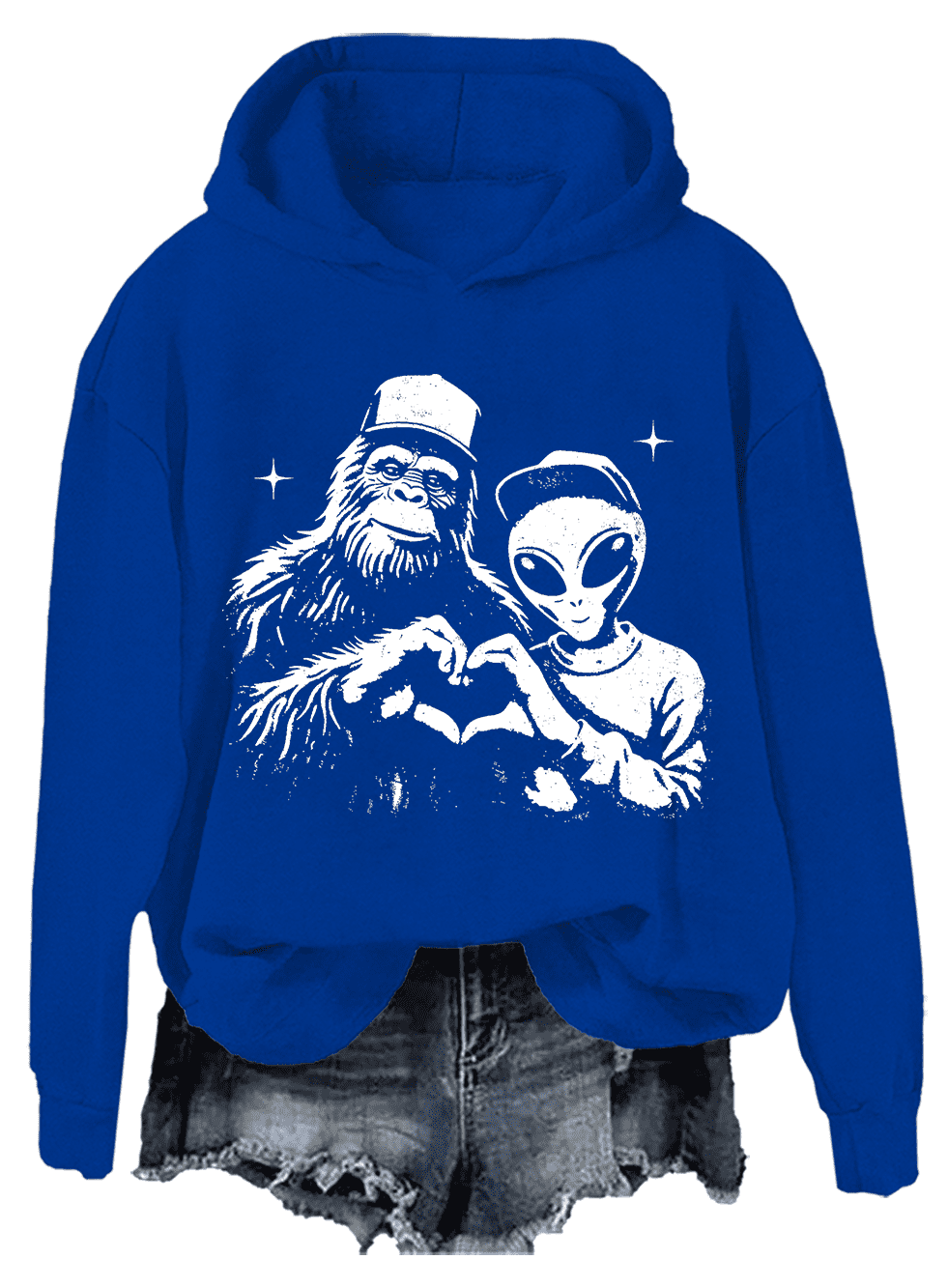 Bigfoot and Alien Hoodie, Funny Cryptid Graphic Hoodie, Bigfoot and ...