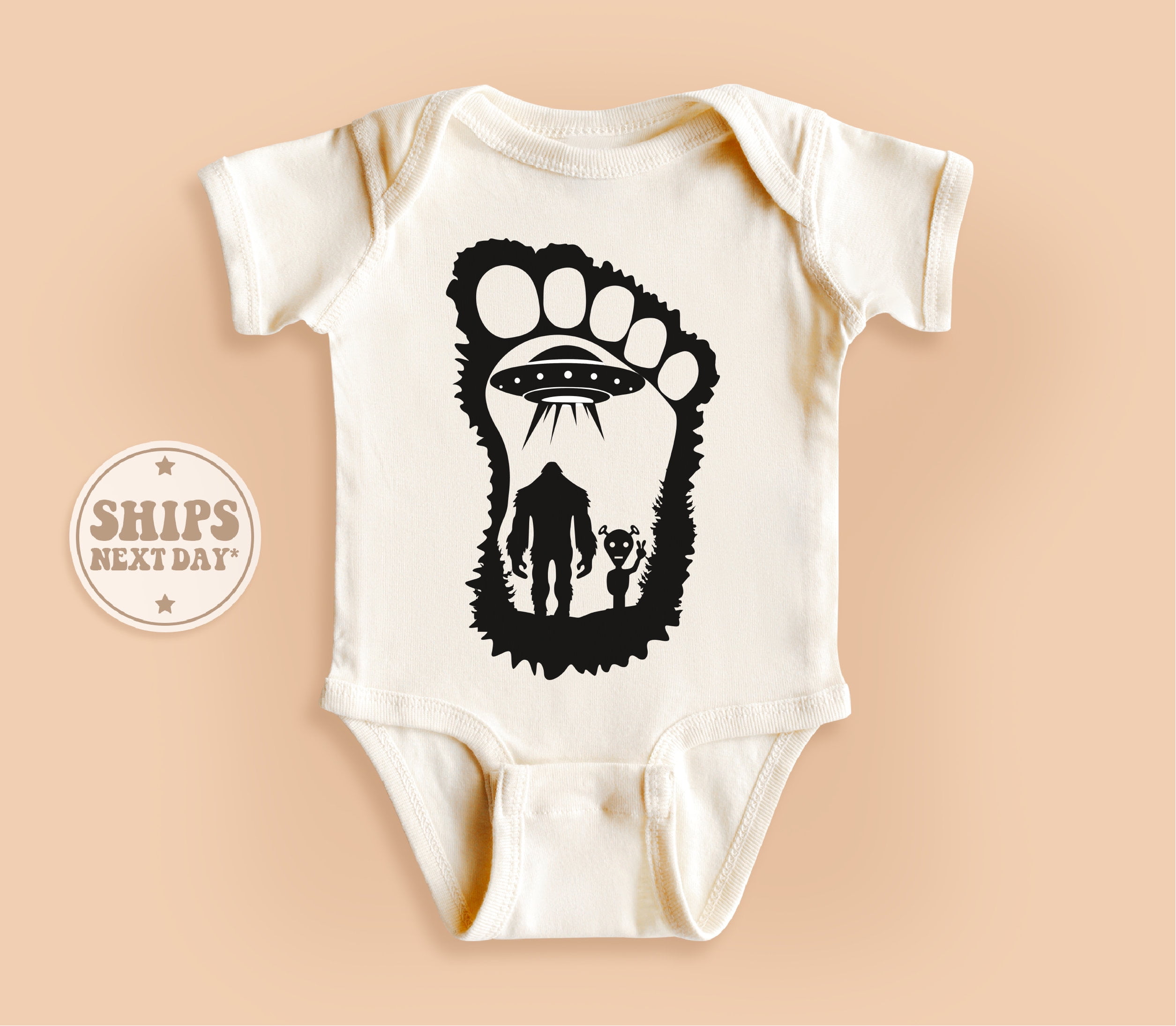 Bigfoot Alien Onesie, Sasquatch Onesie, Footprint Baby Bodysuit, Ufo ...