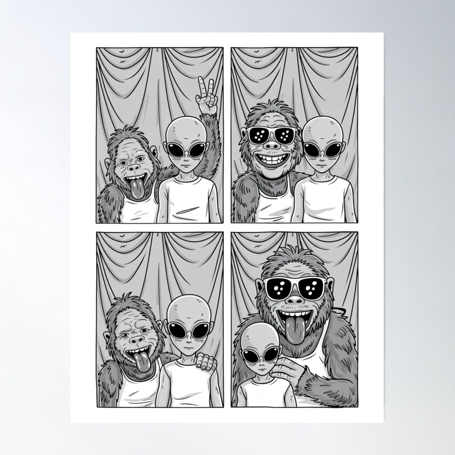Bigfoot Alien Summer Vacation Photobooth Poster Wall Art, Modern Wall ...