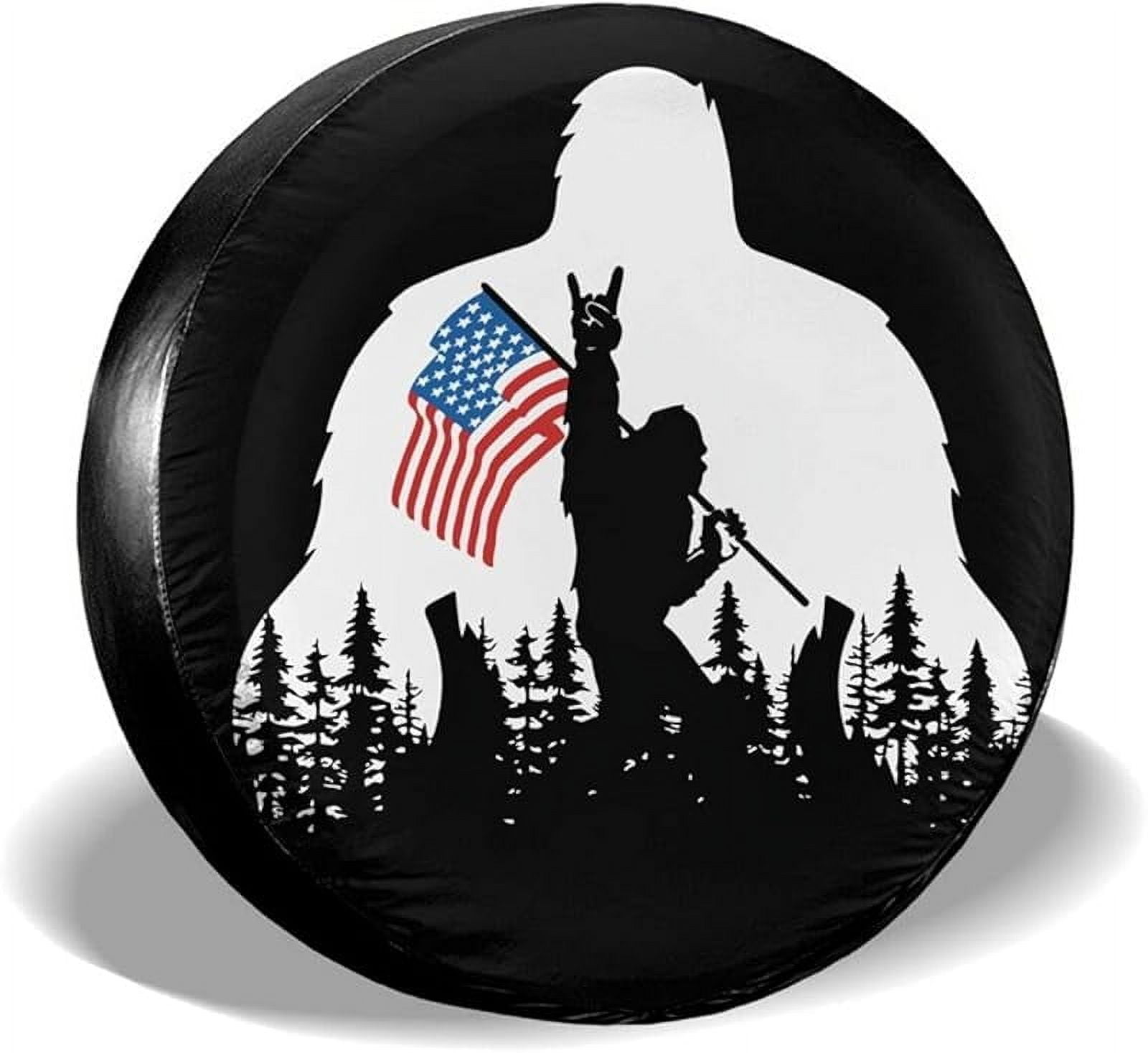 Bigfoot American Flag Camping Spare Tire Cover Wheel Protectors ...