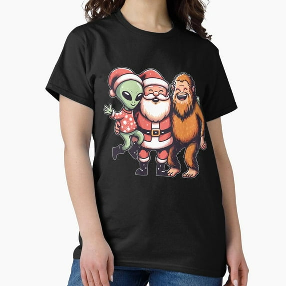 Bigfoot And Alien Holiday Believer Winter Forest Cute Illustration ...